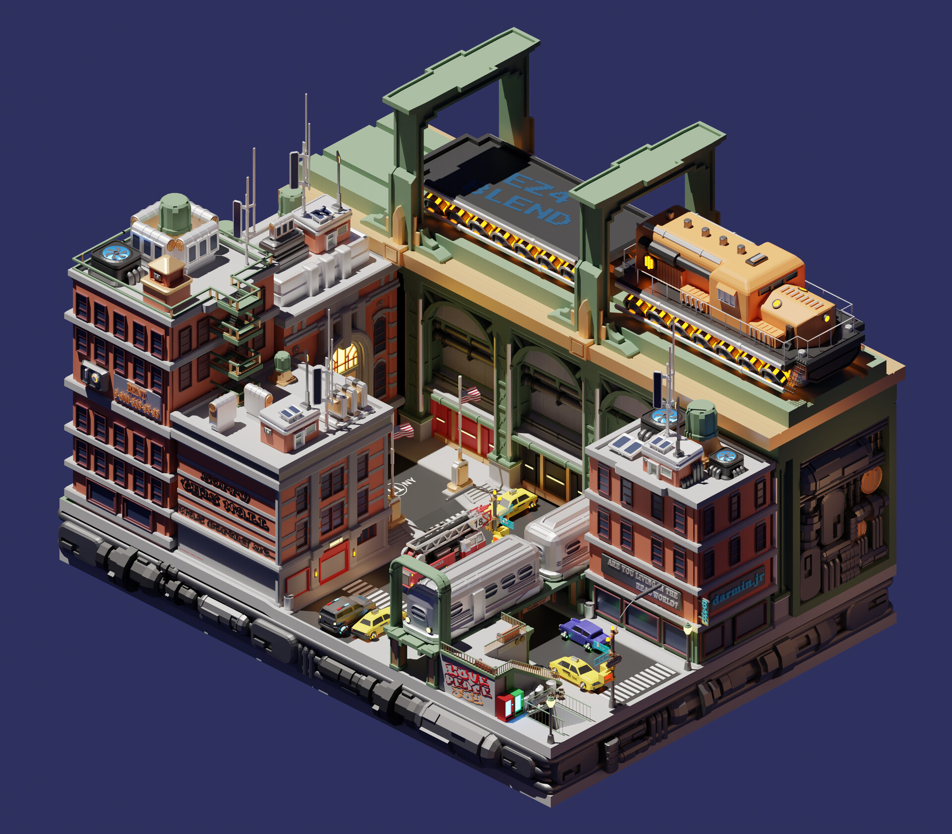 ArtStation - Midtown - low poly diorama