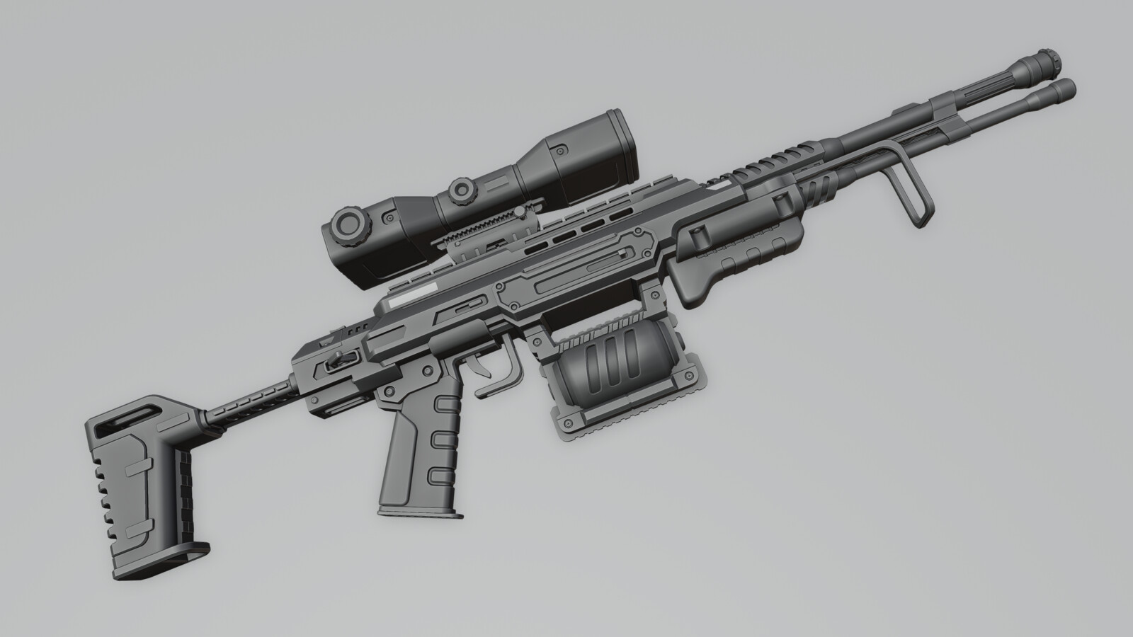 Barzu Ibrohimov - Sci-Fi rifle / gun / weapon in Blender. Course project