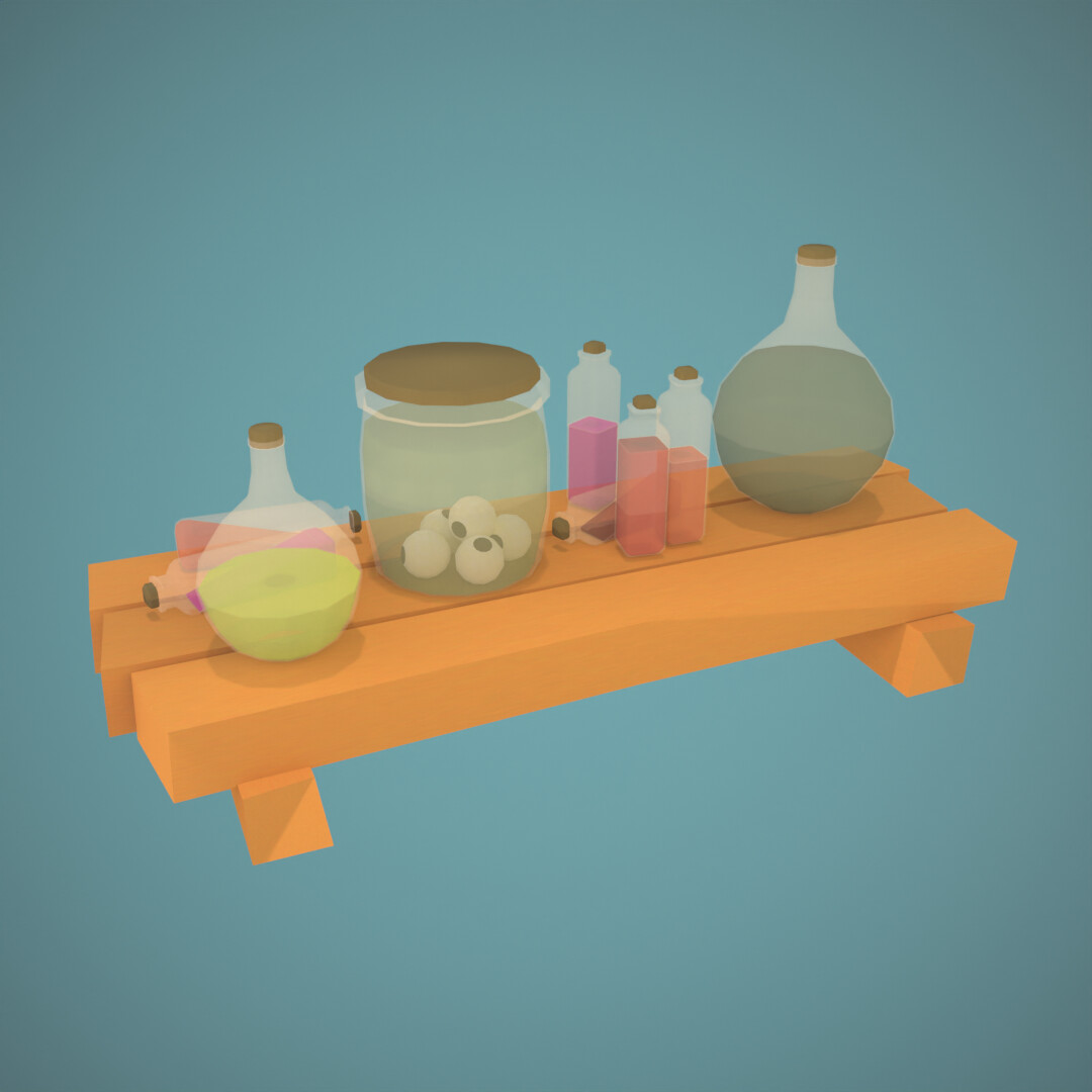 ArtStation - POTION SHELF LOW POLY 3D