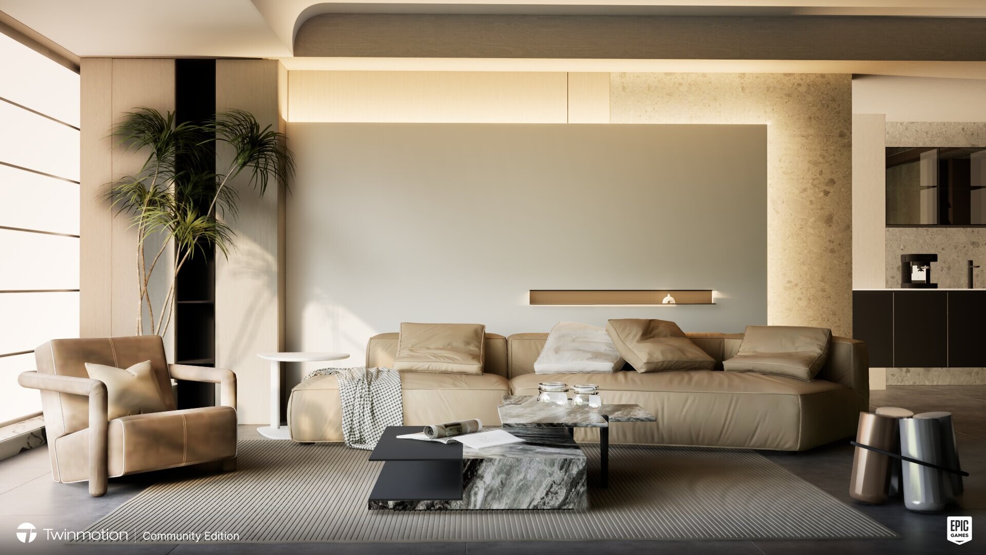 ArtStation - Modern Interior Livingroom with sun lighting | Twinmotion 2023.2 + Lumen Realtime ...