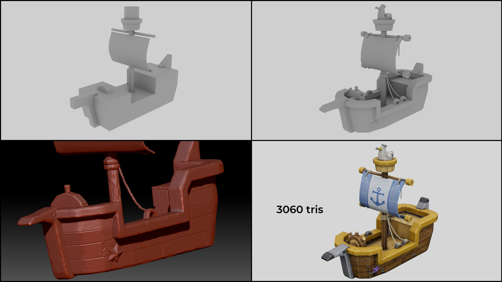 Andrey Gvozdev - Sailing ship, stylized, hand painted, game ready