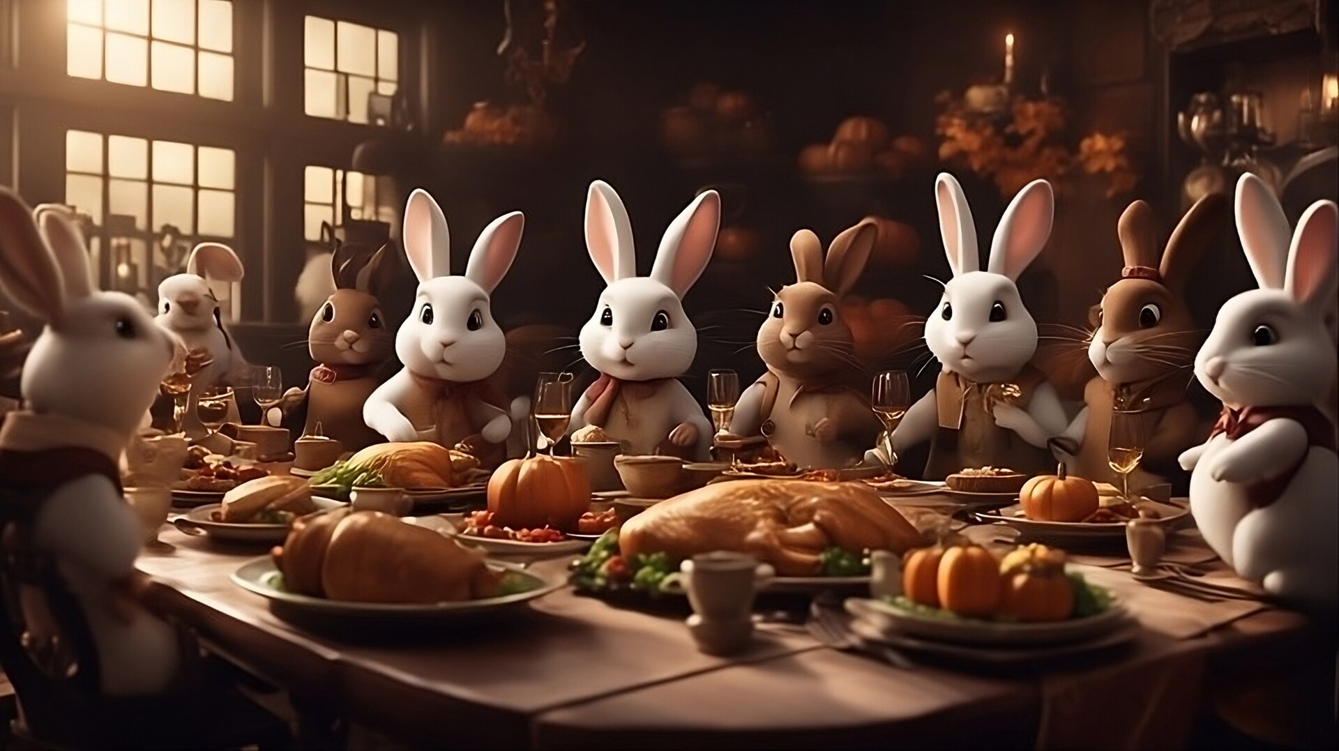 ArtStation - Thanksgiving day pumpkin thanksgiving family bunny rabbit ...
