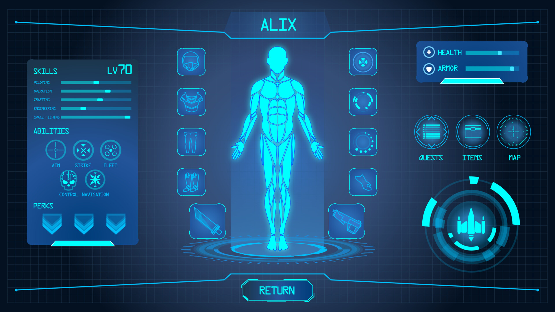 ArtStation - Galactic HUD - Futuristic Space Character Screen UI