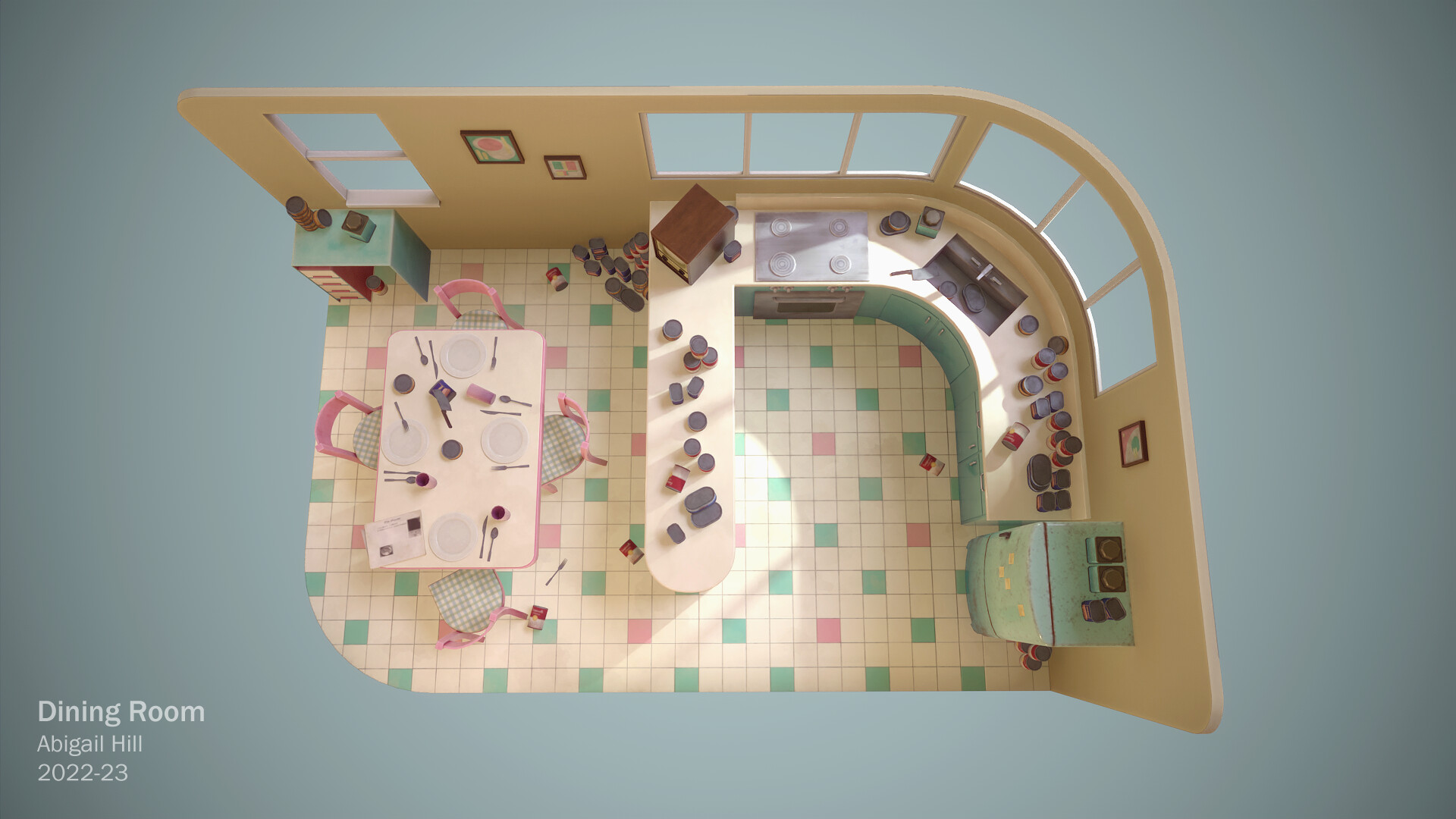 Abigail Hill - Dining Room + Kitchen Diorama