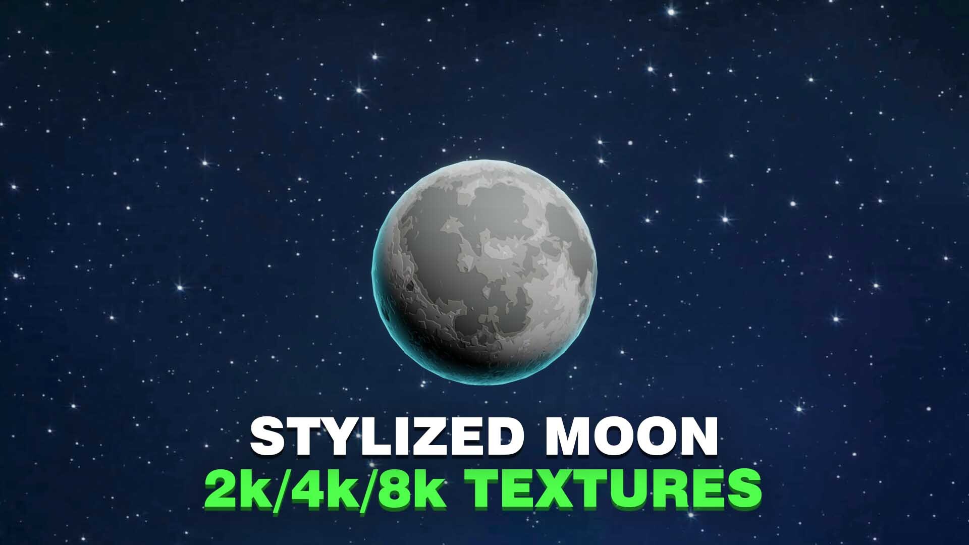 ArtStation - Stylized Moon 3D Model 2k/4k/8k Textures