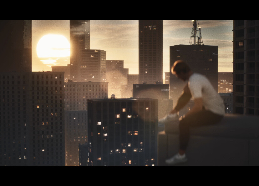 ArtStation - Cityscape sunset , rooftop