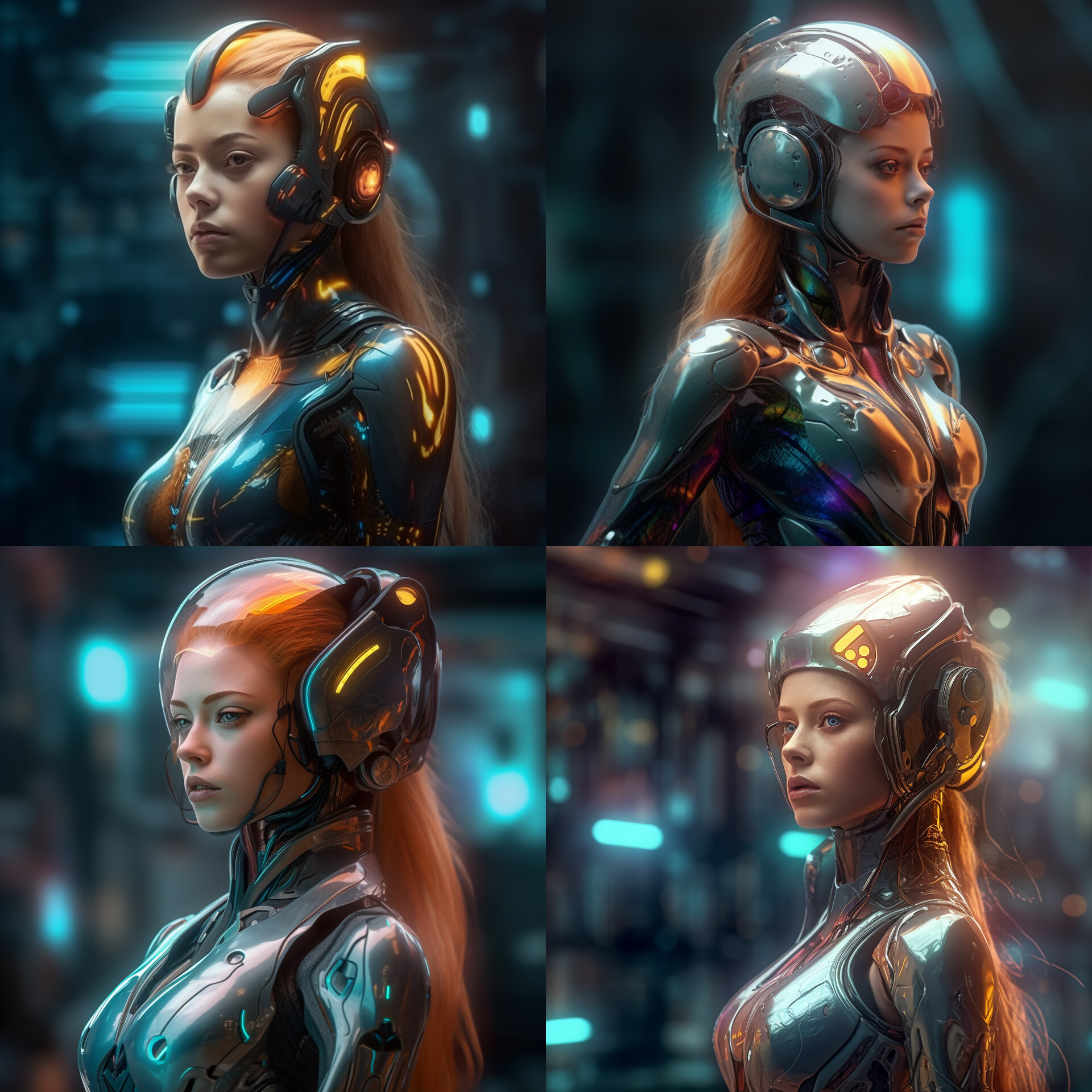Dennis Windowmaker - Concept art _ Beautiful colorful female Cyborg.
