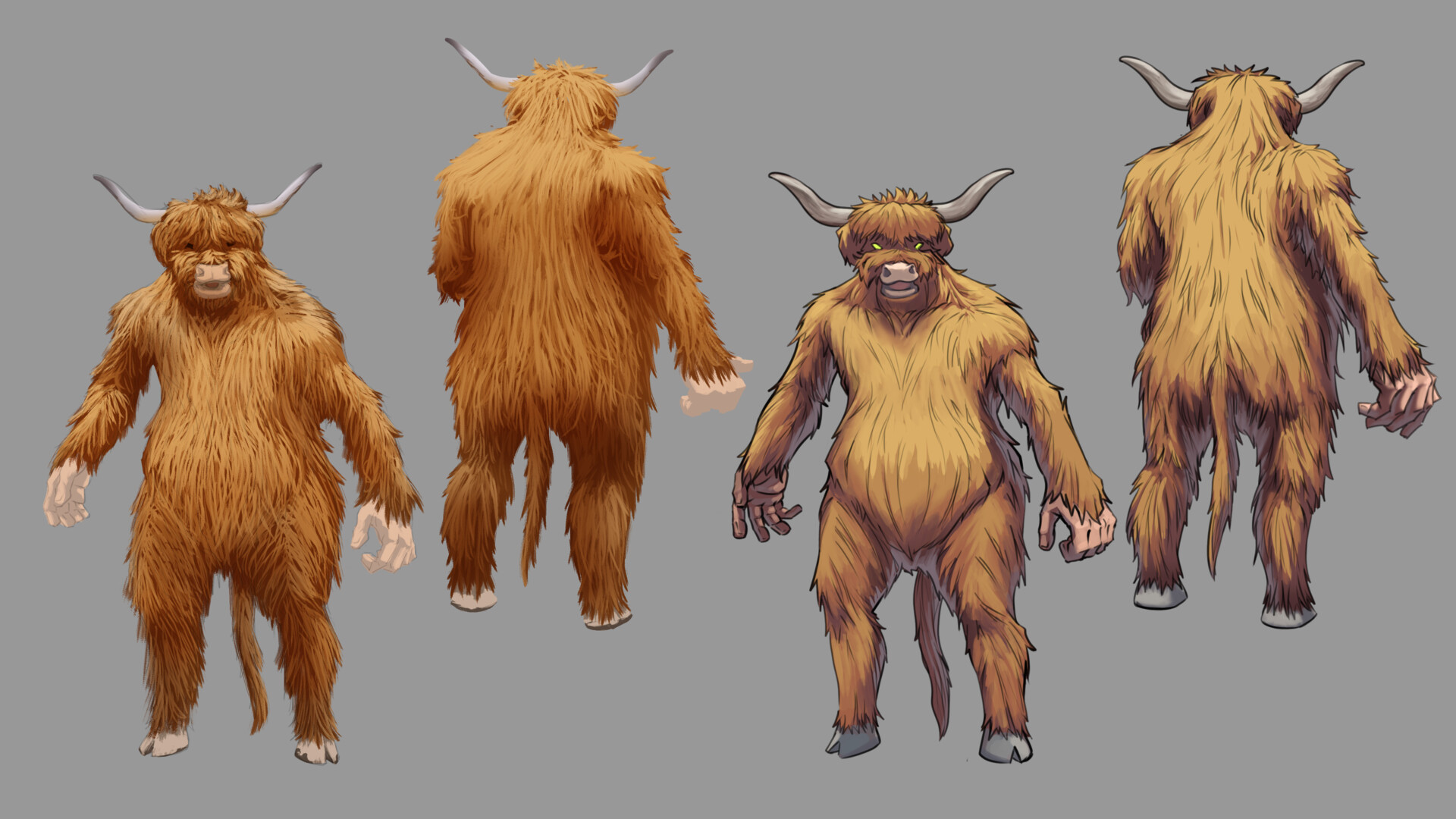 ArtStation - Highland Minotuar & Dual Wielding Axes Viking