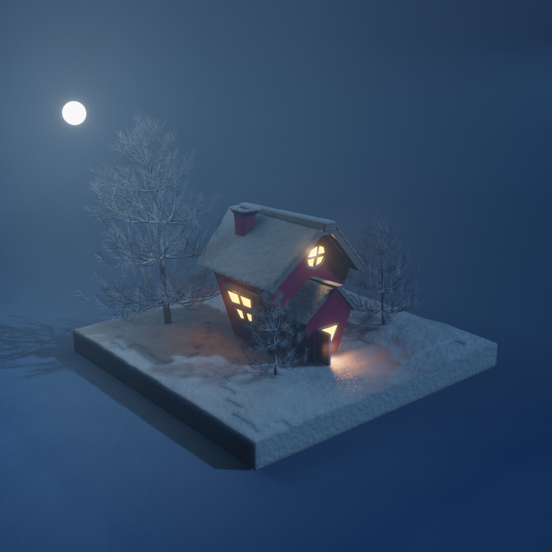 ArtStation - 3D Snowy Winter House