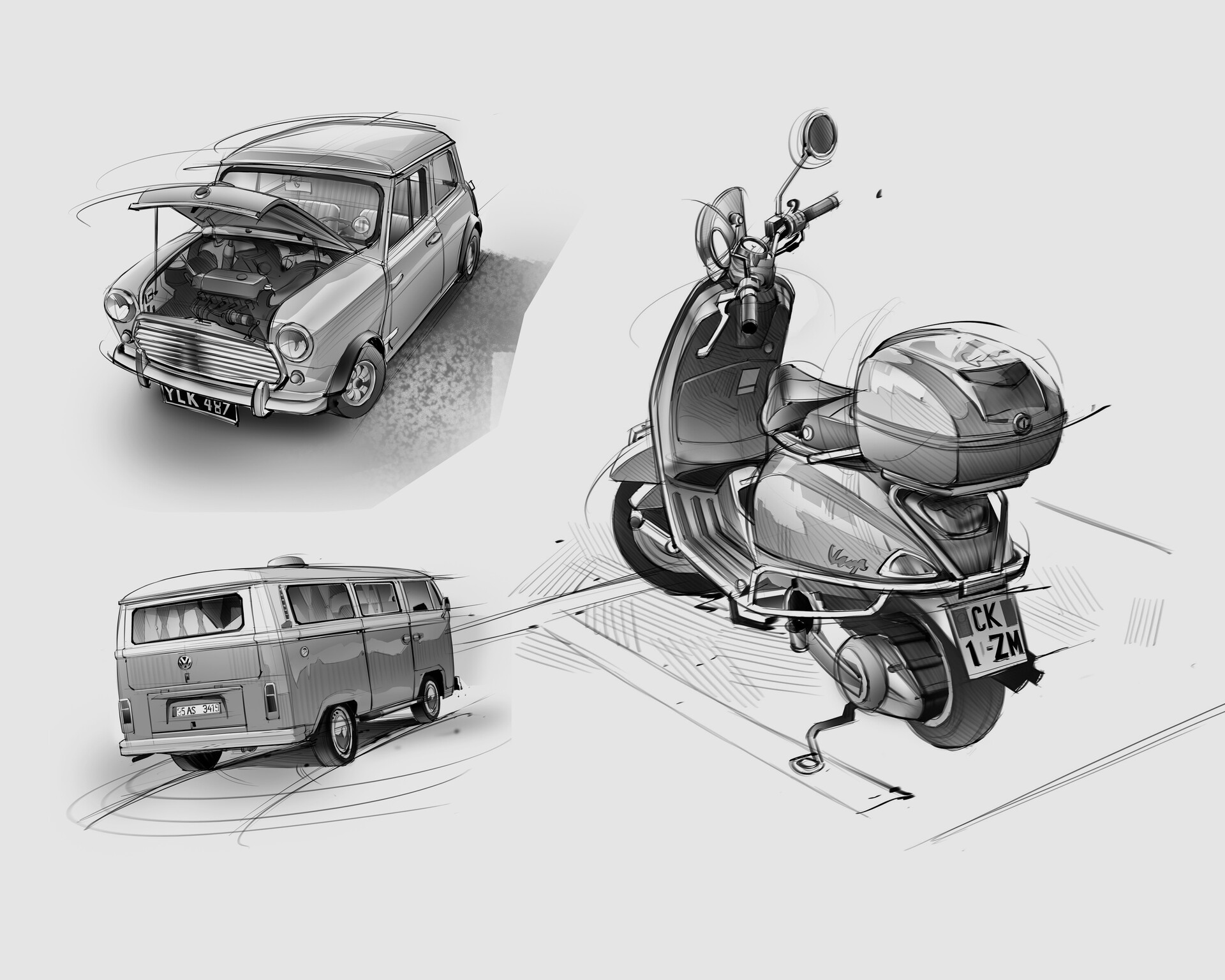 Vehicle Bw Sketches Learn Squared