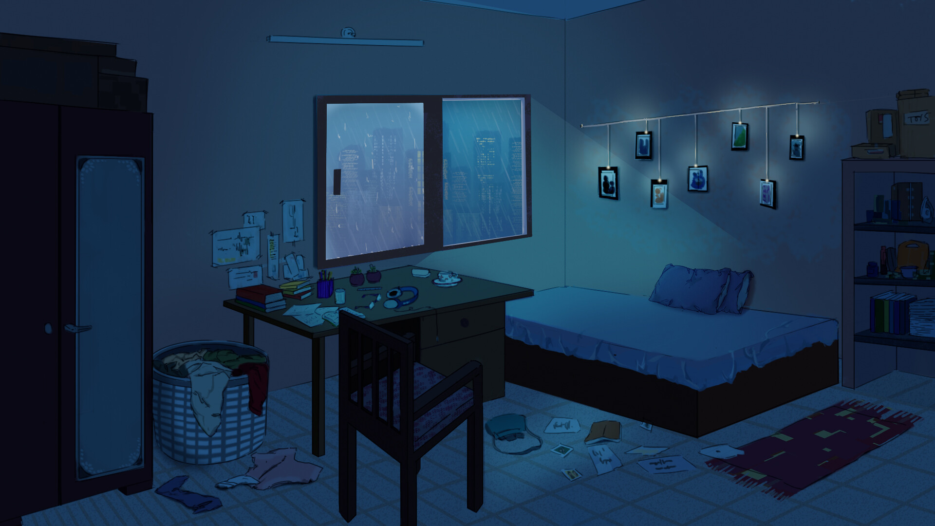 dark room background drawing