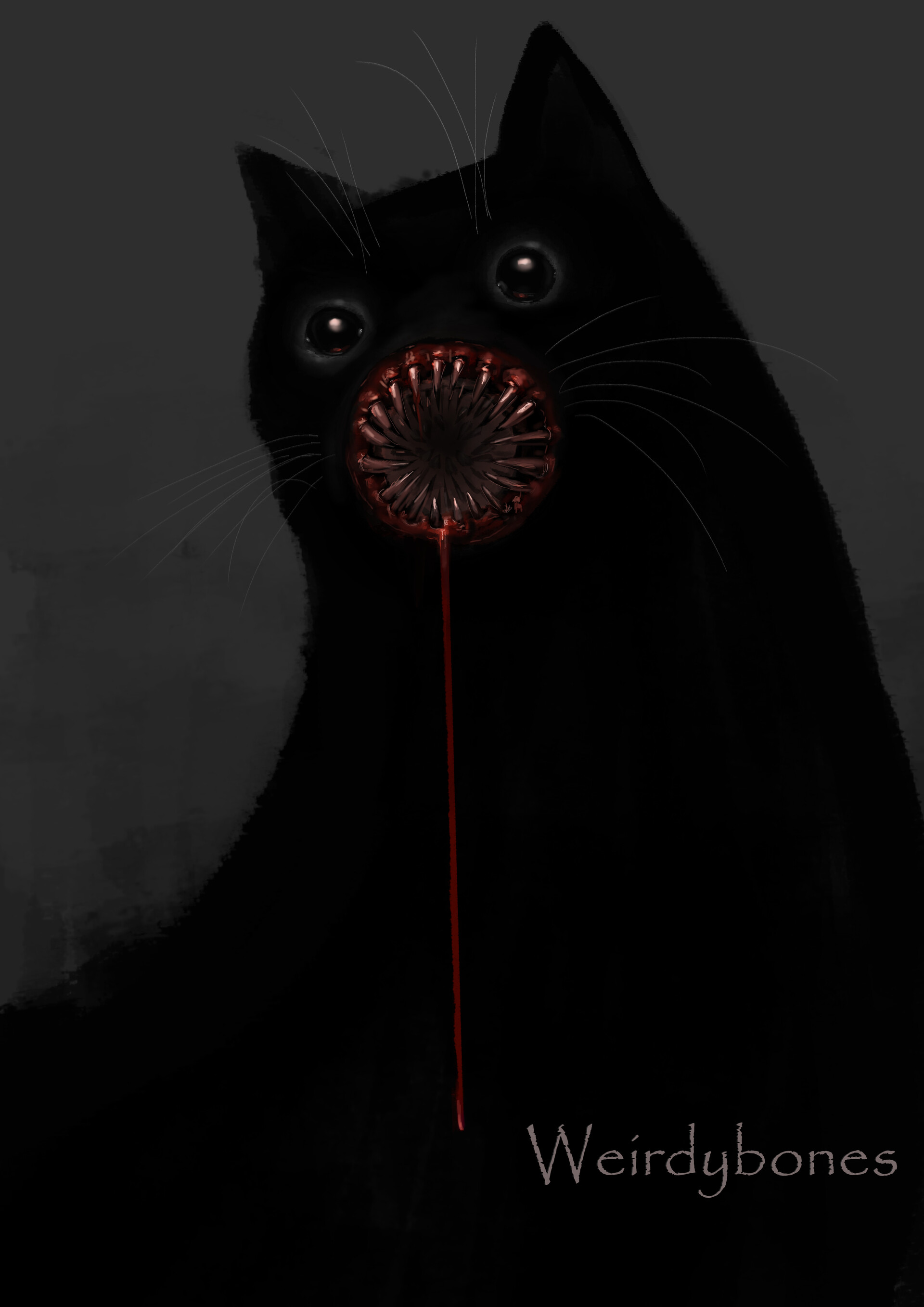 ArtStation - Leech - Creepy cat art