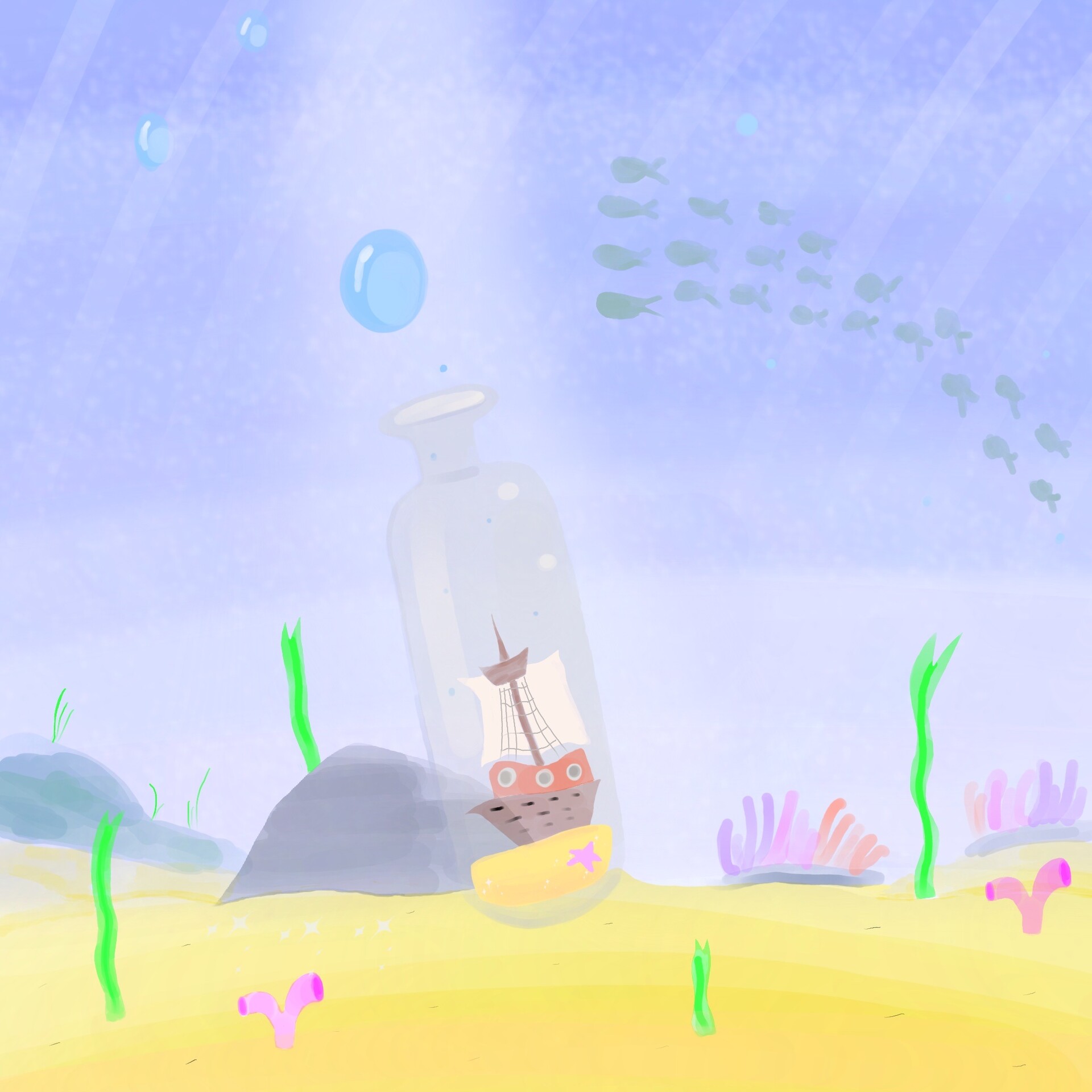 ArtStation - Ship in a bottle