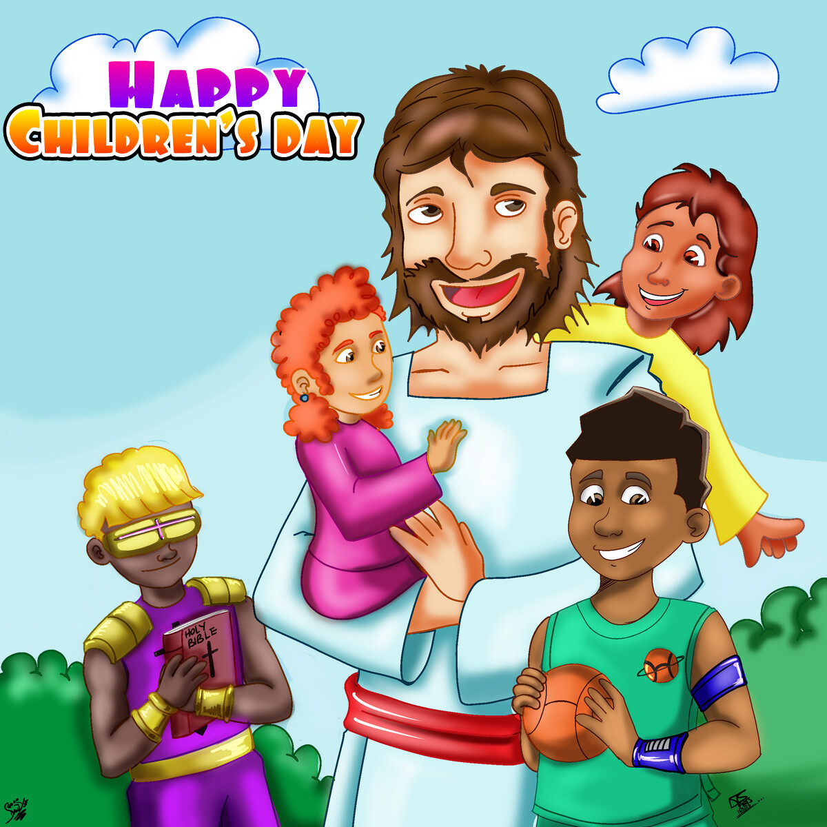 ArtStation - Happy children day art . JESUS LOVES THE LITTLE CHILDREN ...