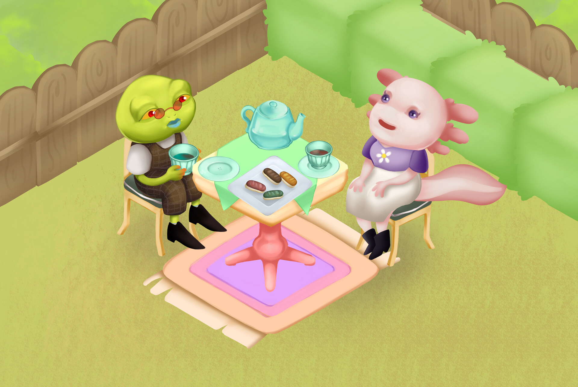 ArtStation - tea party for depressed frog