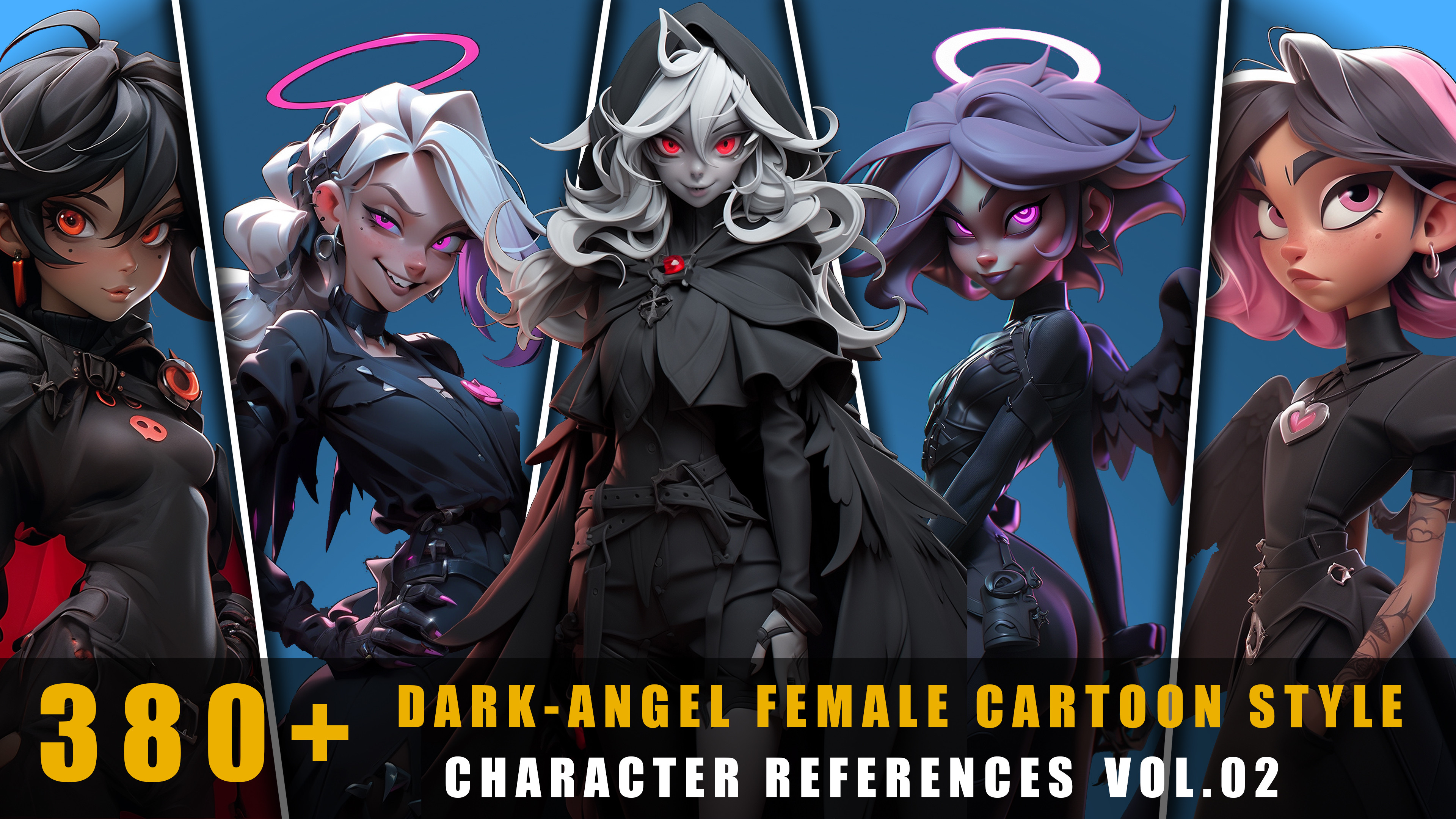 WaterLaw's Studio - 380+ Dark-Angel Female Cartoon Style - Character ...
