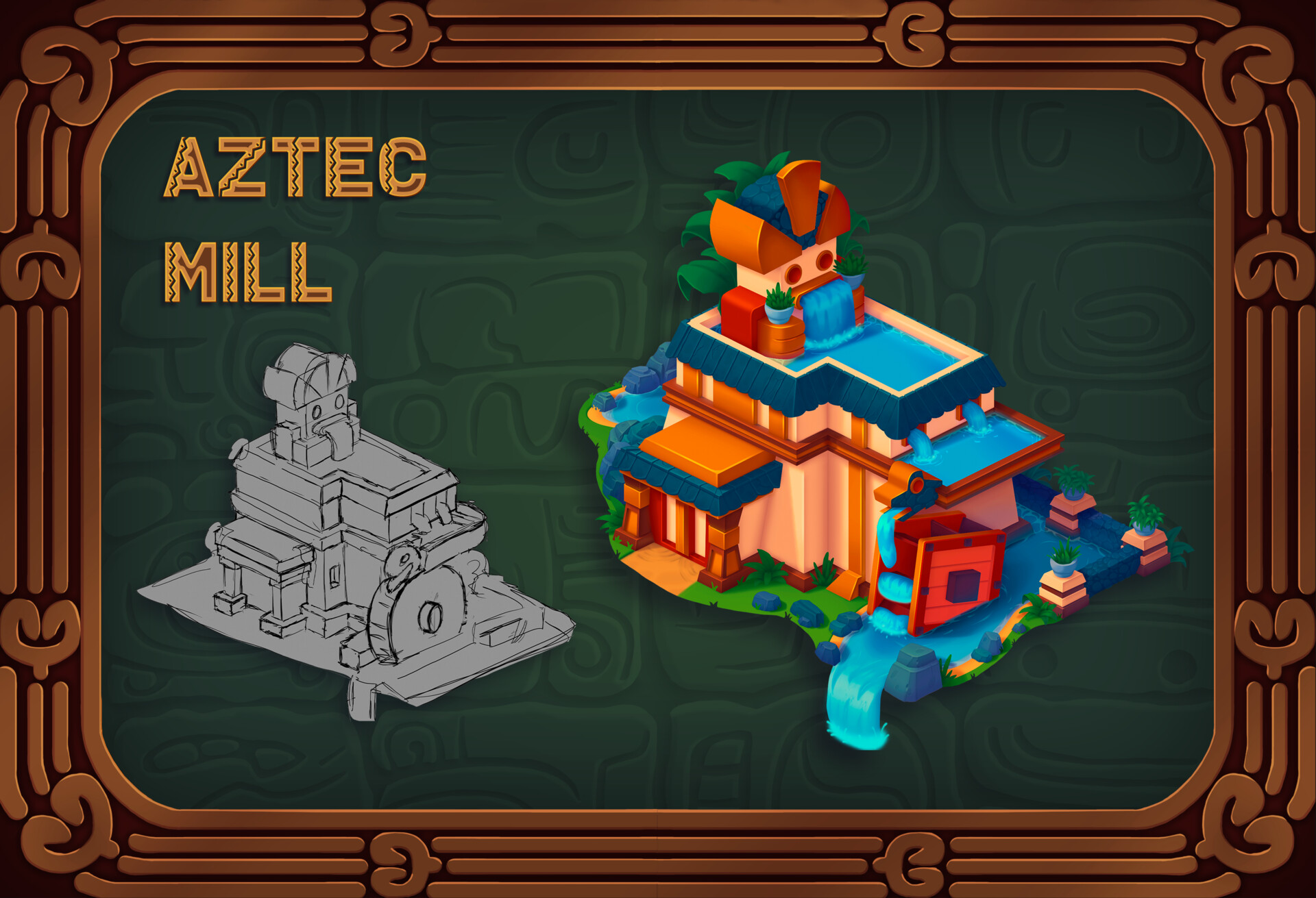 ArtStation - Aztec mill (isometric)