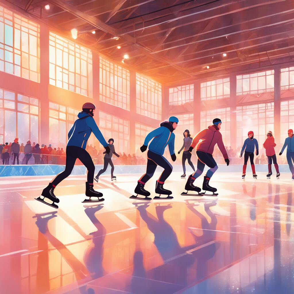 ArtStation - people ice skating in the winter