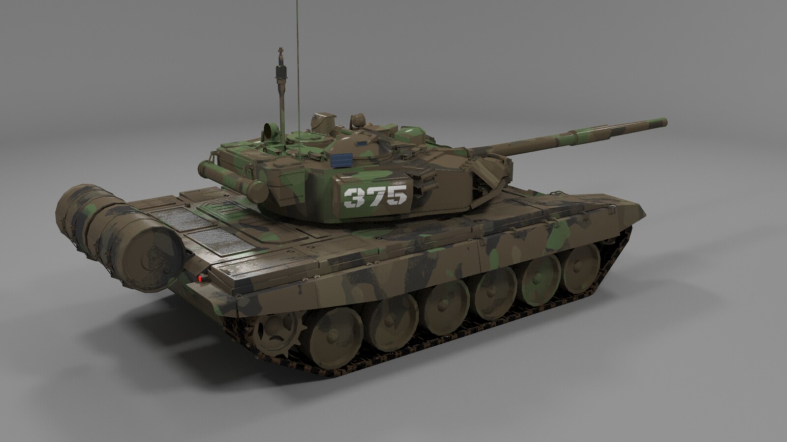 mustapha ibrahim - Weathered Camouflaged T90A Main Battle Tank - Game Ready 3D Model