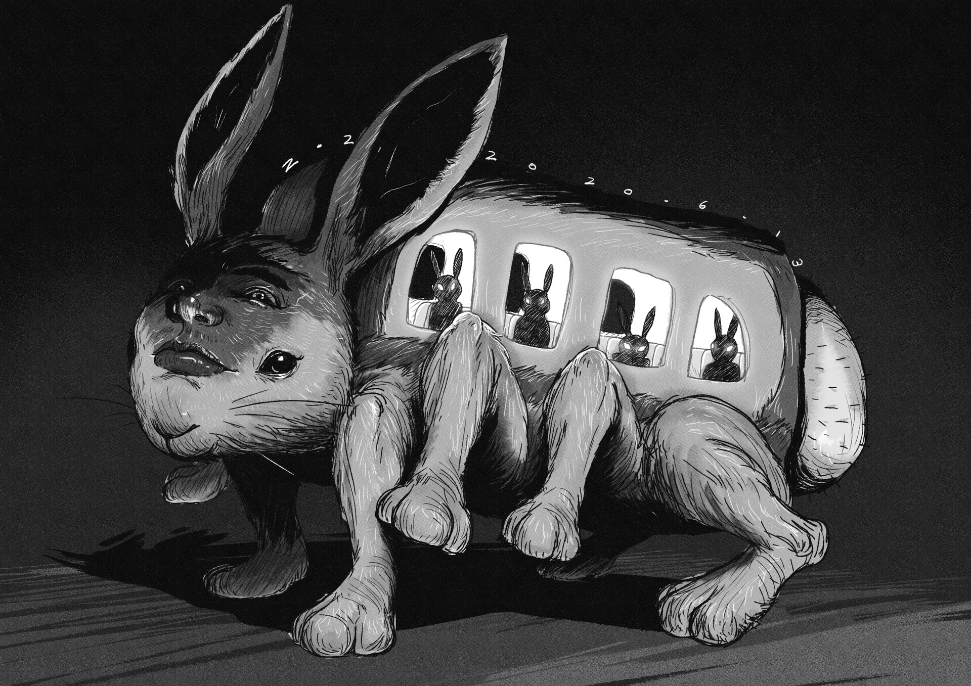 ArtStation - 《Rabbit bus with human face》