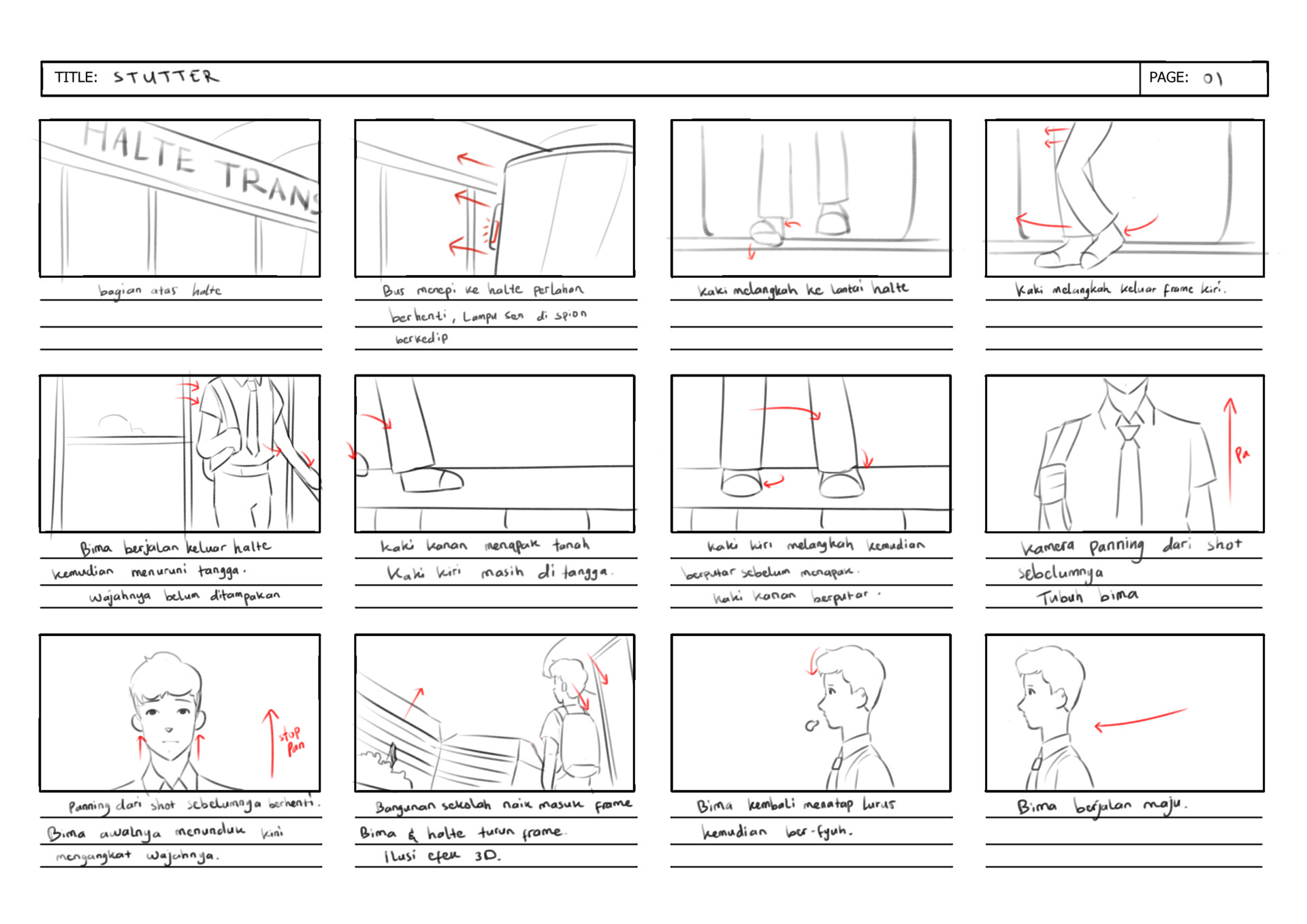 ArtStation - STUTTER 2D Short Film - Storyboard