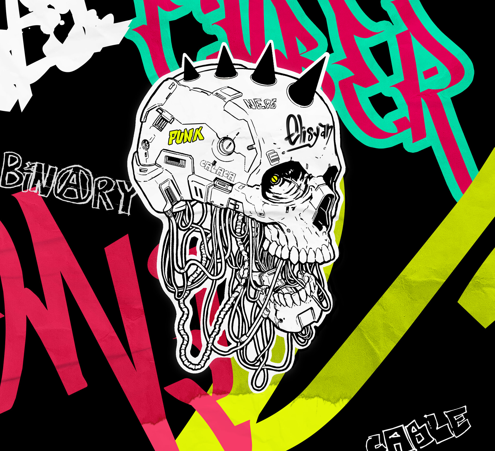 ArtStation - cyber skull heads