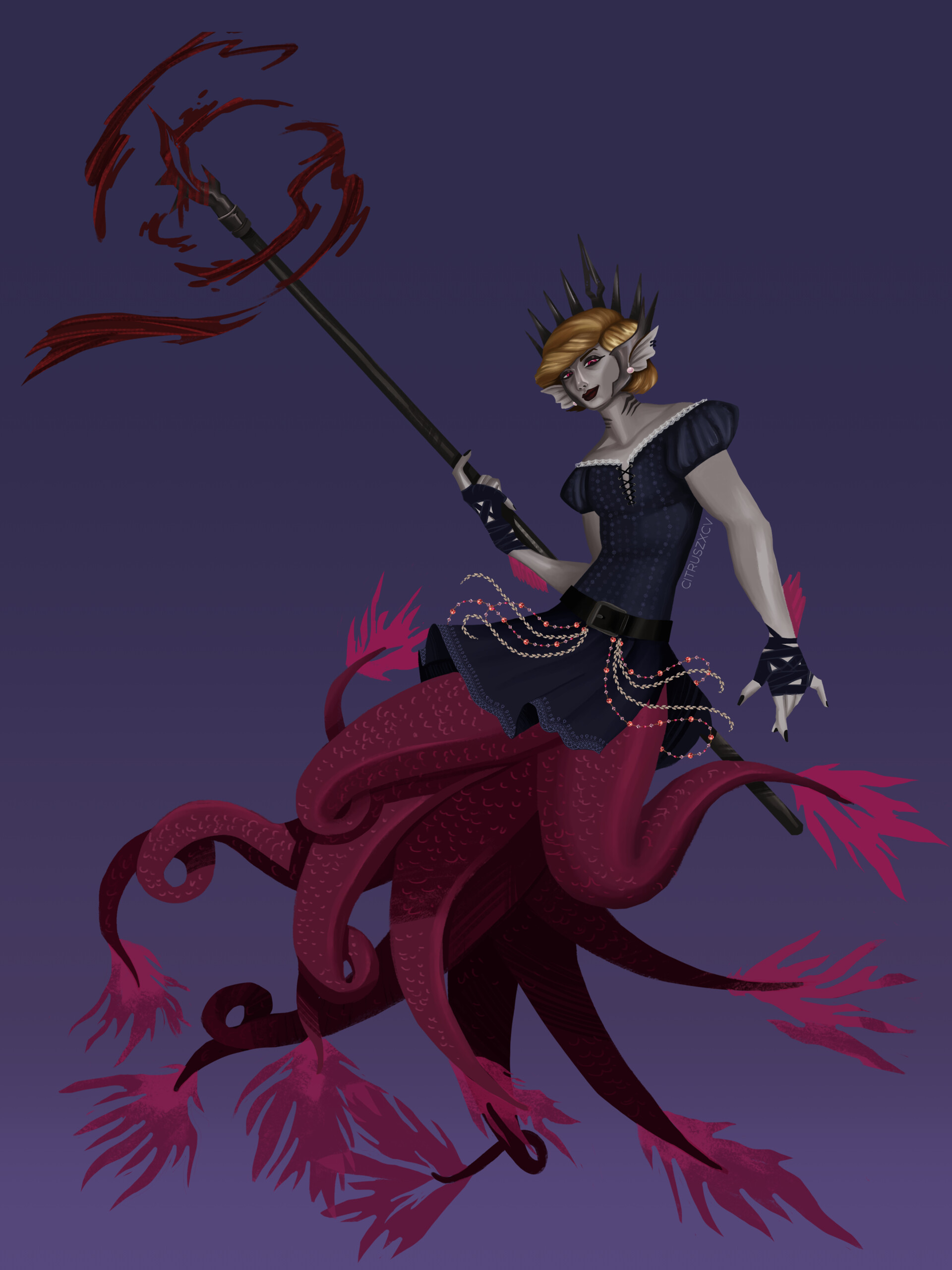 ArtStation - Nine-Tailed Mermaid Villain OC