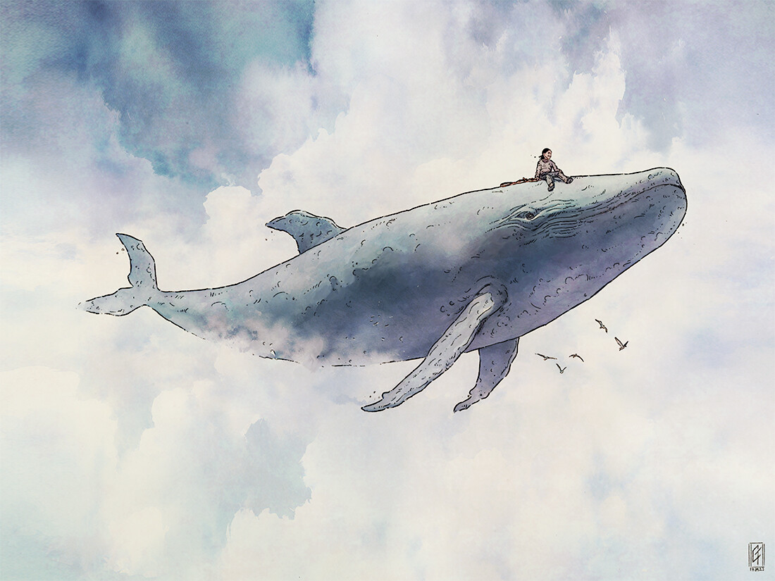 ArtStation - Casually riding whale