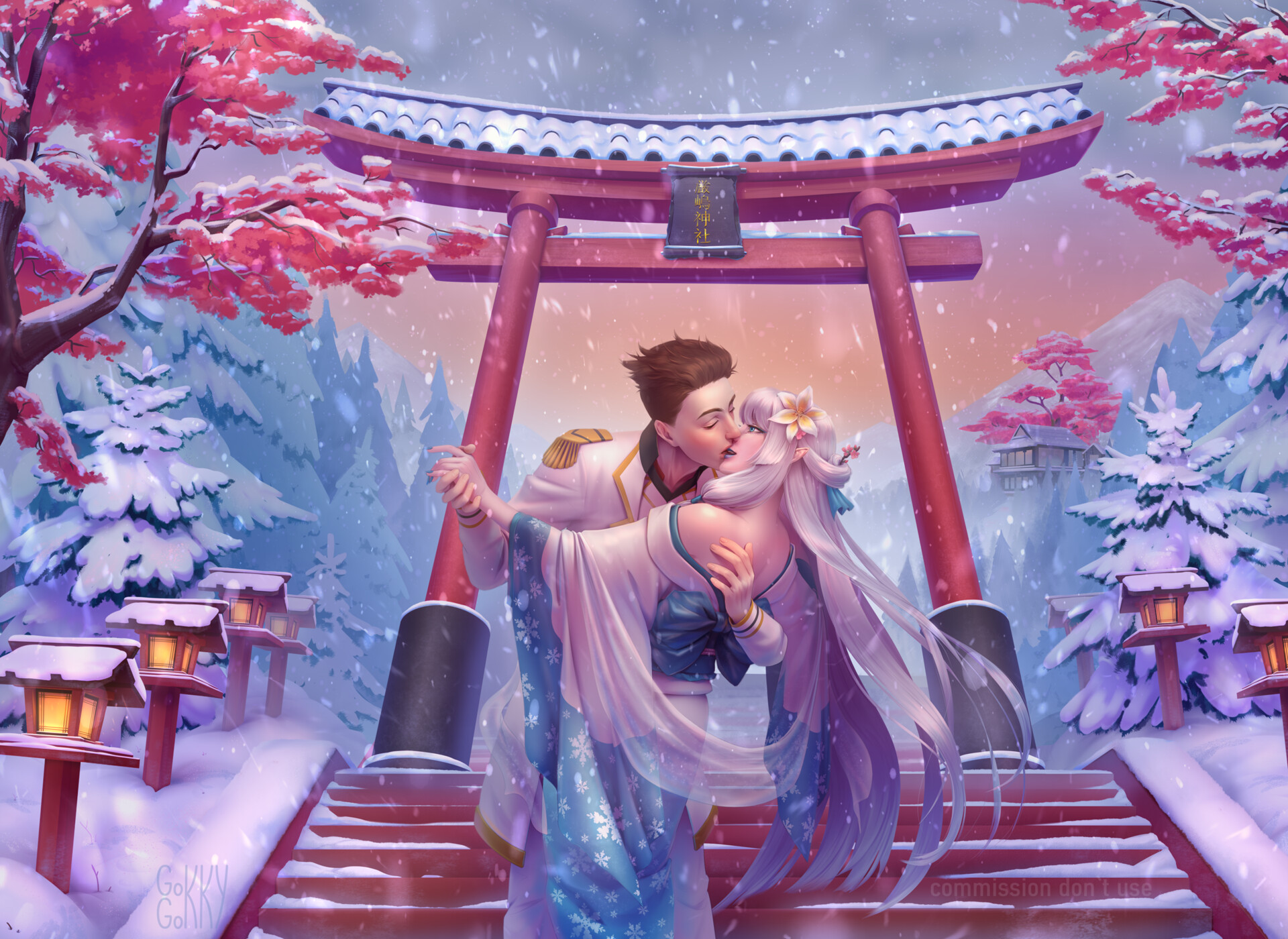 ArtStation - Japanese winter illustration commission