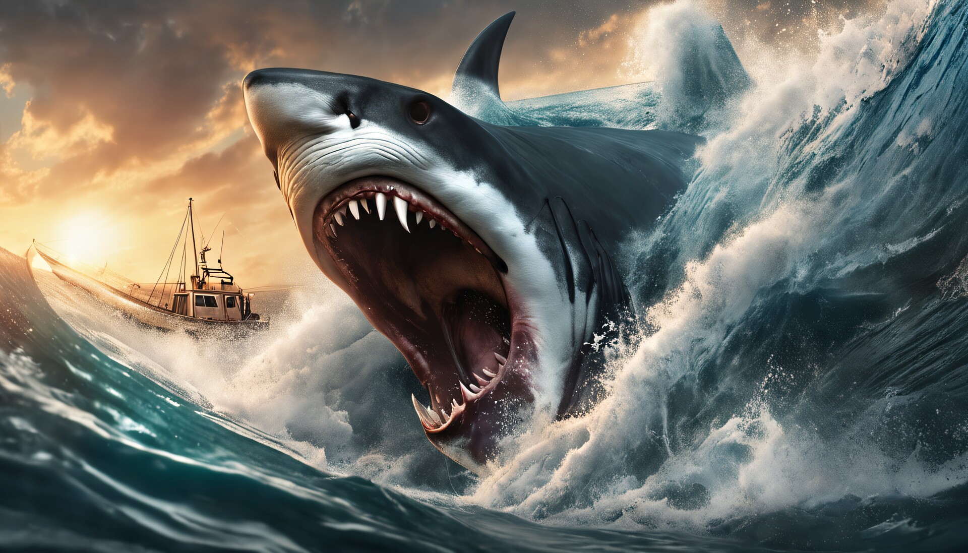 ArtStation - Megalodon denies fishing boat right of way
