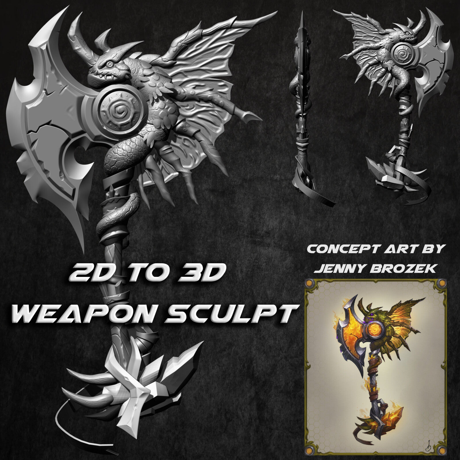 Ramanan D.Titus - 2D to 3D Weapon Sculpt - (Concept by Jenny Brozek)