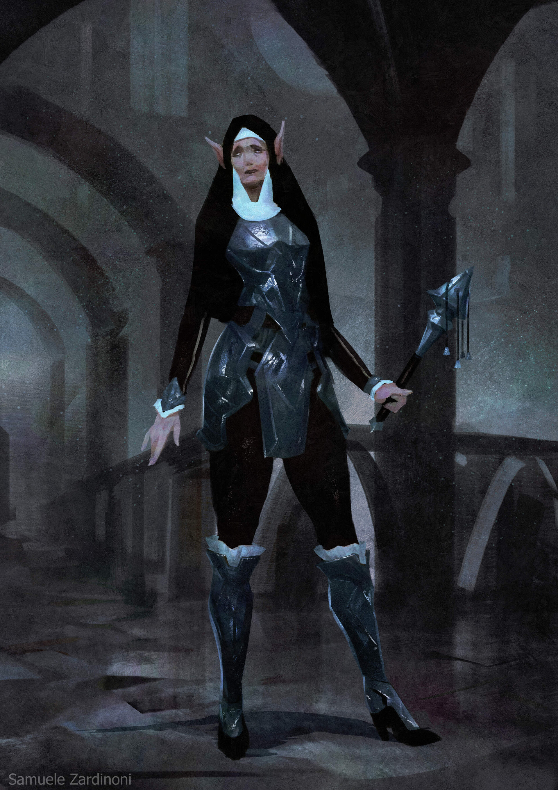ArtStation - Elven Nun Warrior
