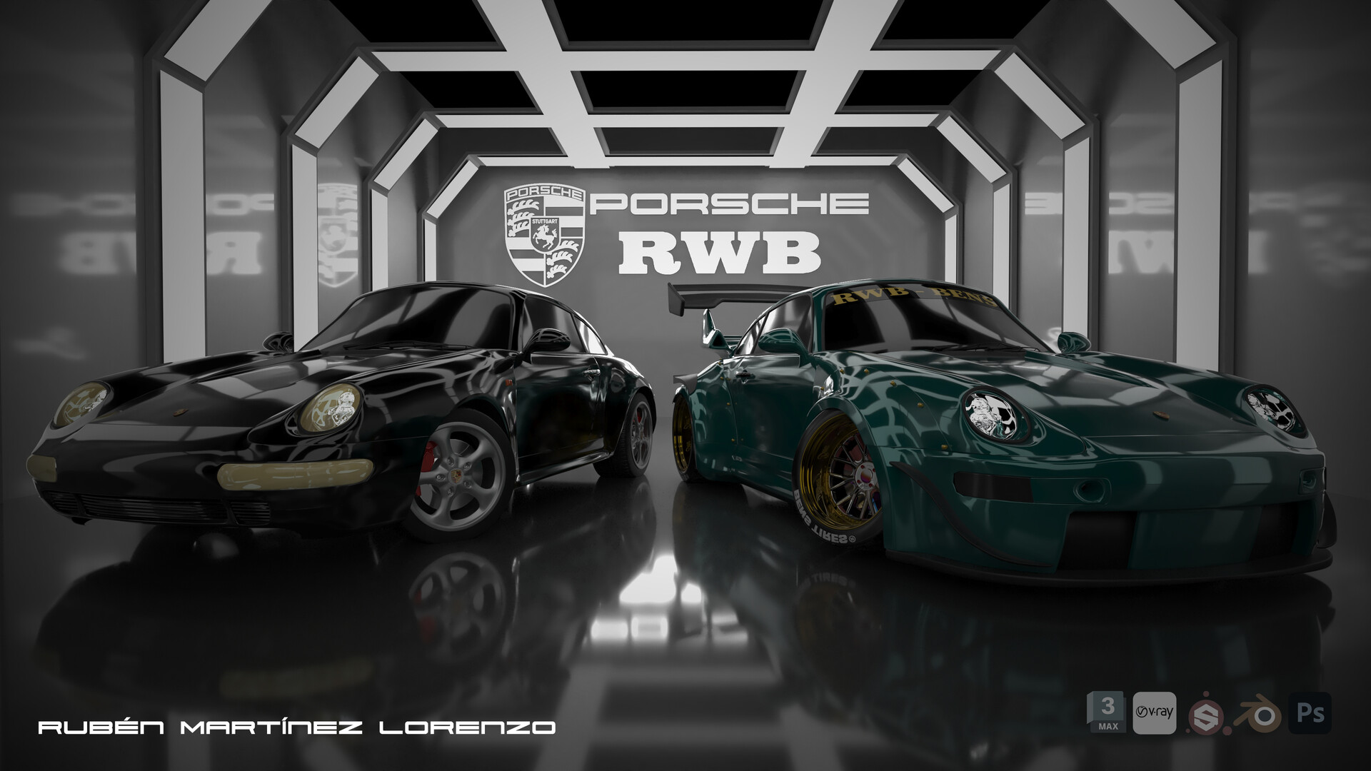 ArtStation - Porsche 911 97' and body kit design inspired by RWB.