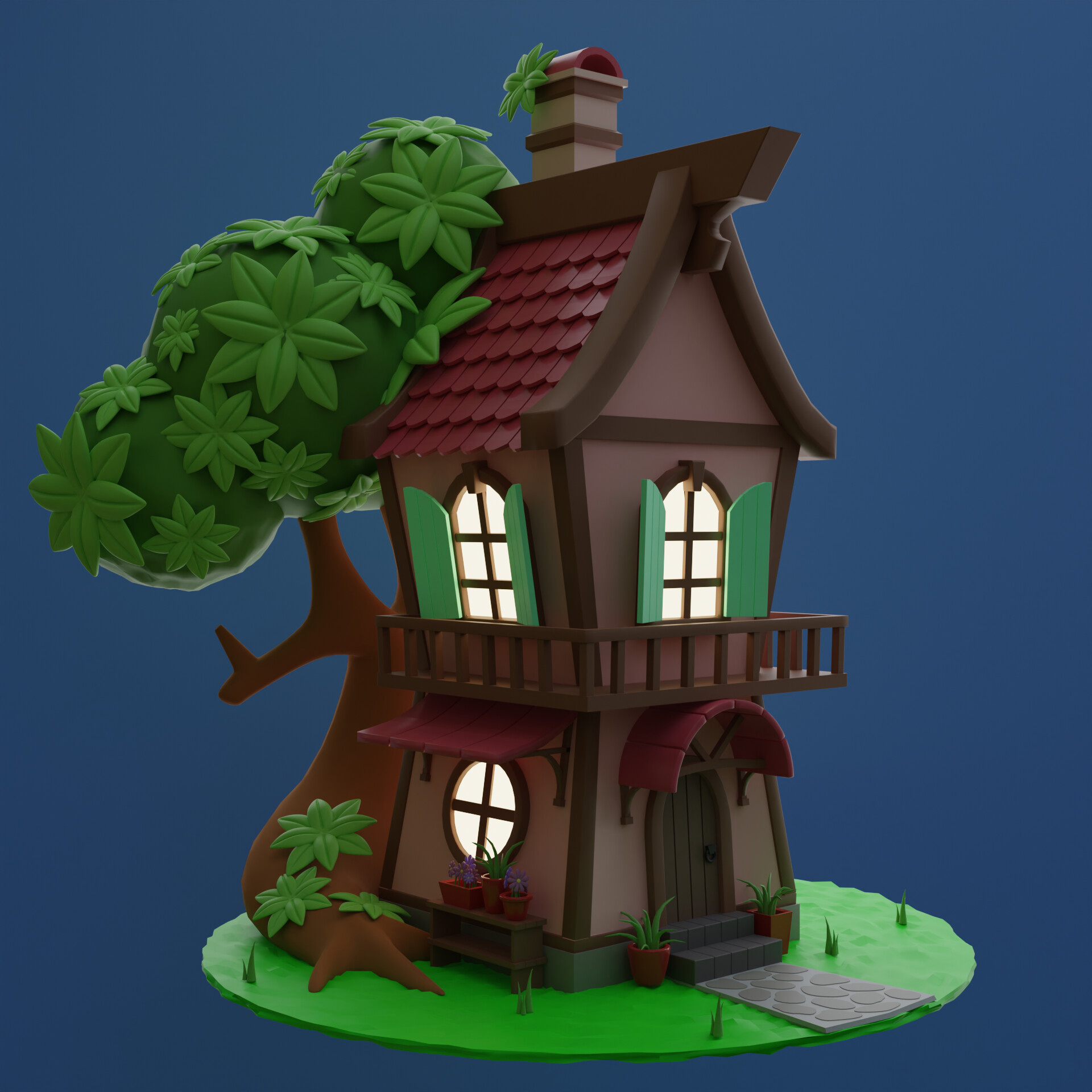 ArtStation - Stylized House and Tree