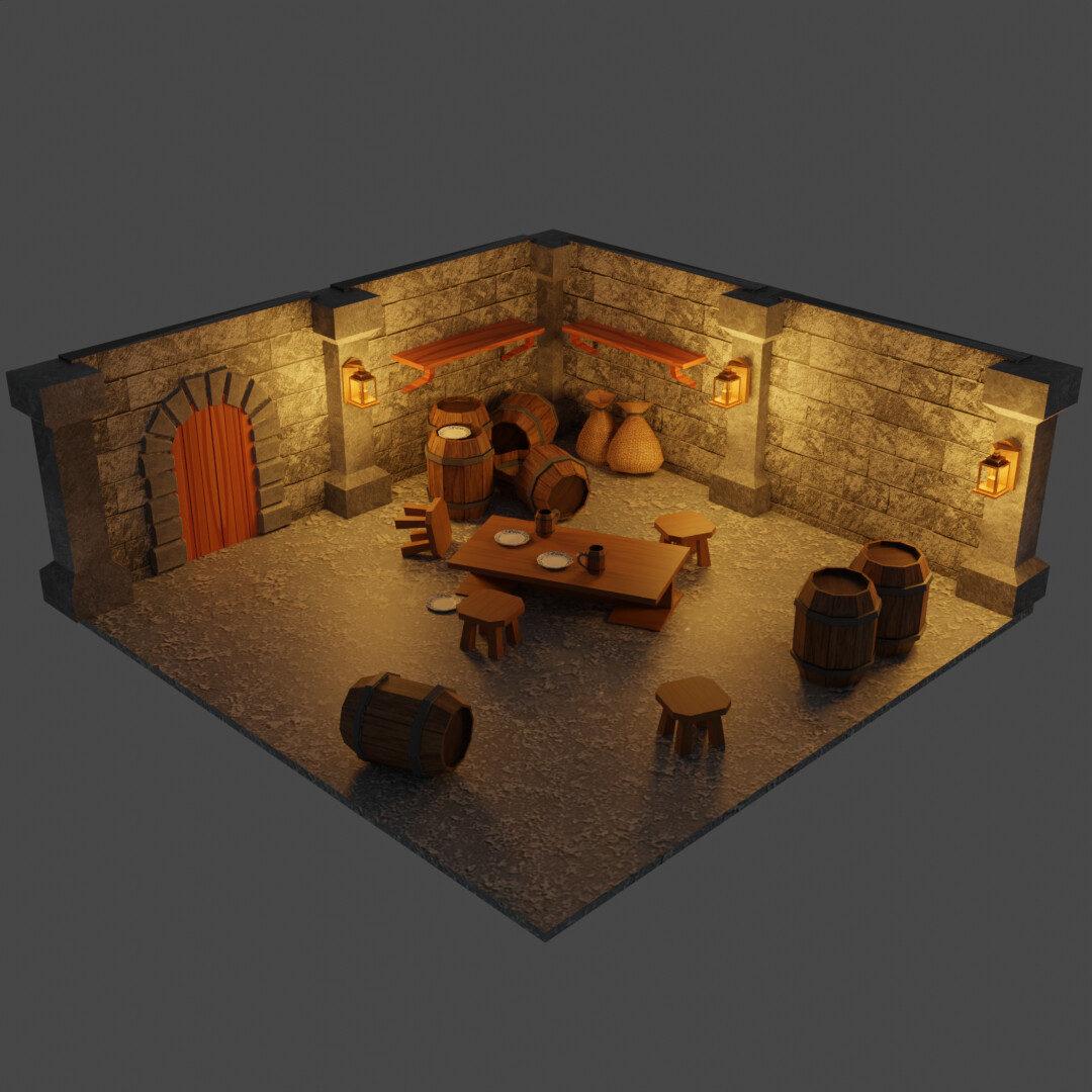 ArtStation - 3D Game Assets of Isometric Room