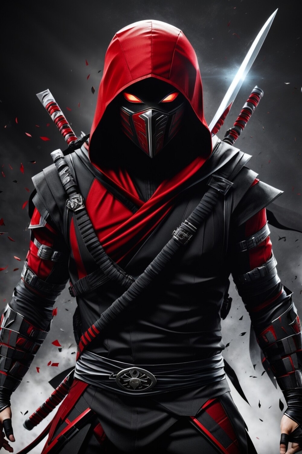 Art Conceptuel De Ninja Moderne Deux Guerriers Ninja Japonais Se