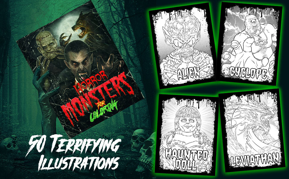 ArtStation - HORROR MONSTERS Coloring Book: A Creepy Collection of ...