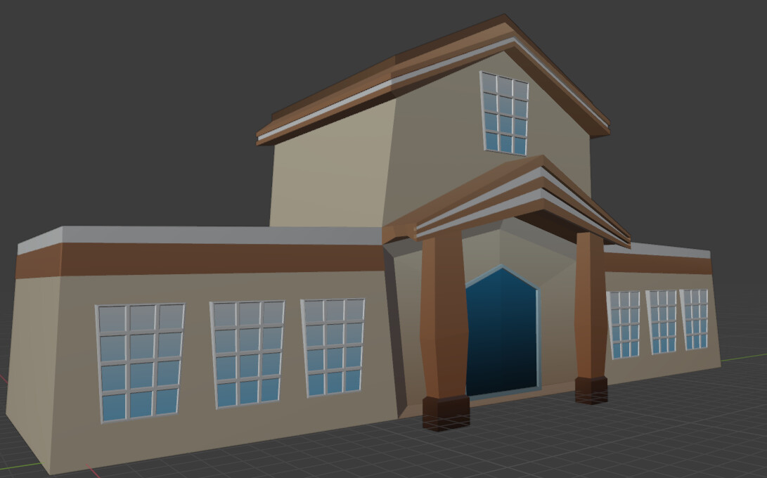 ArtStation - 3d Modeled Low-Poly School Building