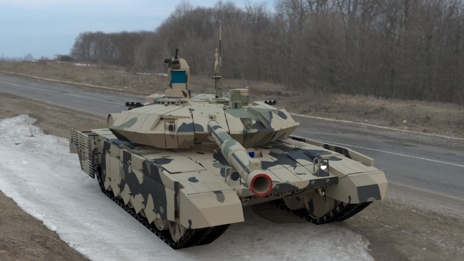 ArtStation - Clean Camouflaged T90MS Main Battle Tank - Game-Ready 3D Model