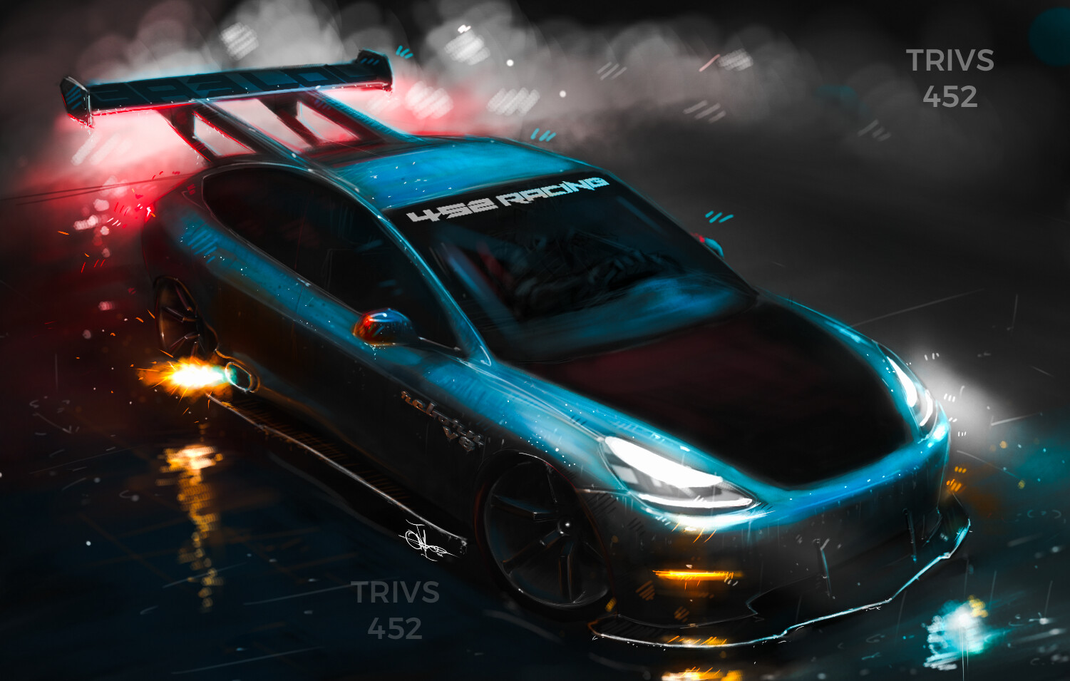 ArtStation - V8 powered Tesla model 3