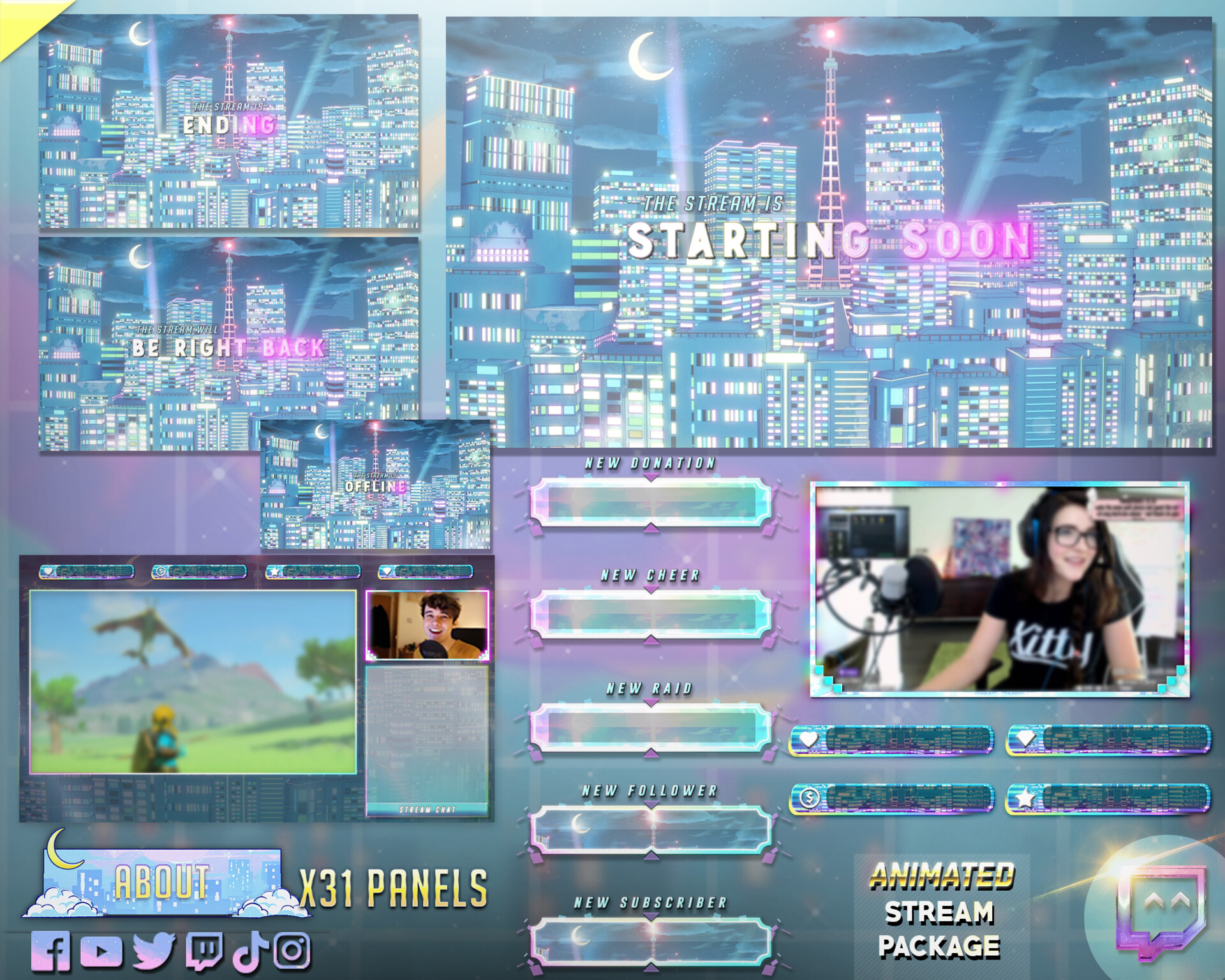 ArtStation - Cute Animated Twitch Overlays ⭐ Sailor Moon Stream Overlays