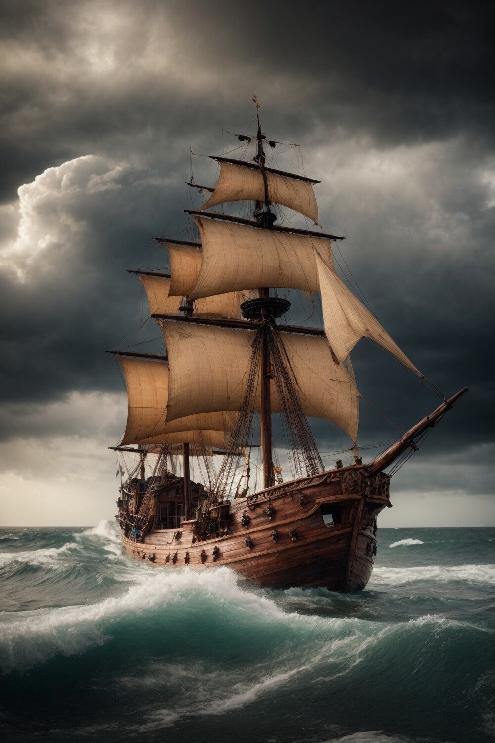 ArtStation - pirate ship at stormy sea big