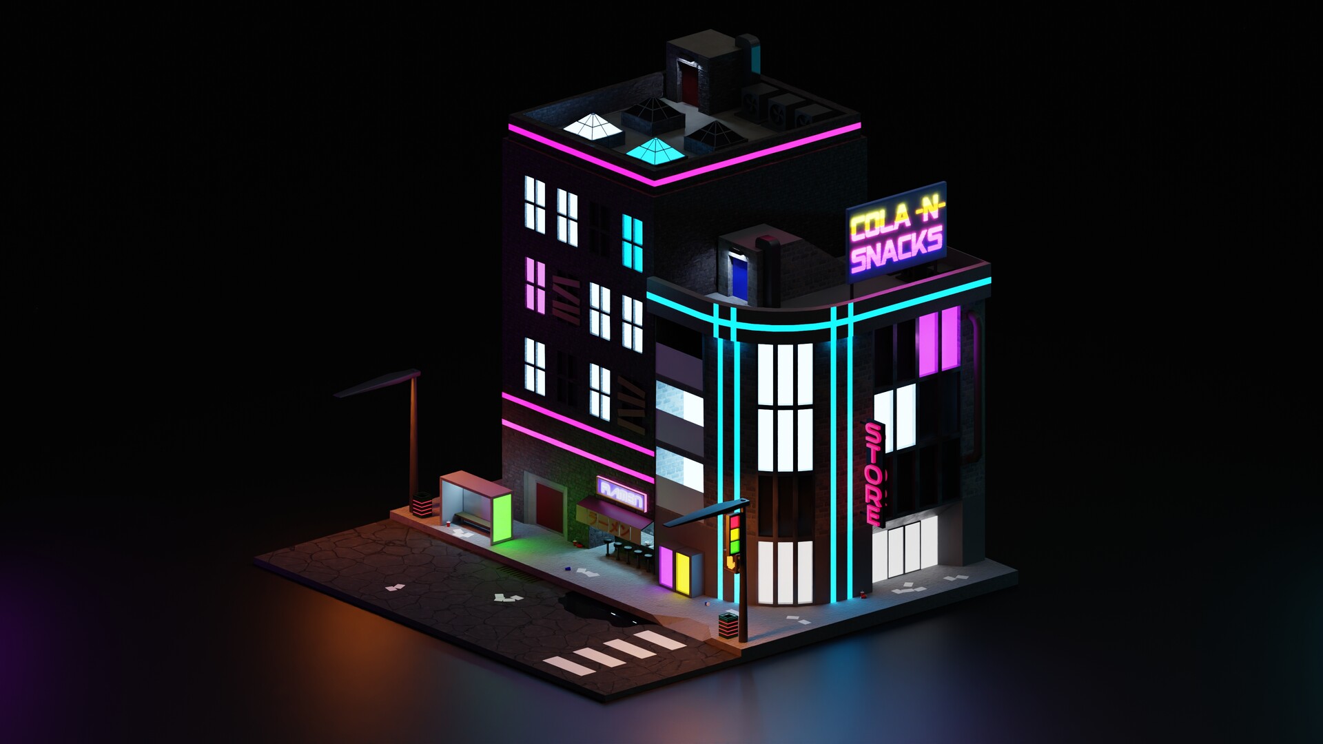 ArtStation - Lowpoly Cyberpunk Apartments