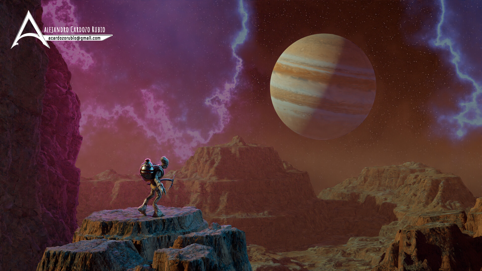 ArtStation - Mars native observing Jupiter