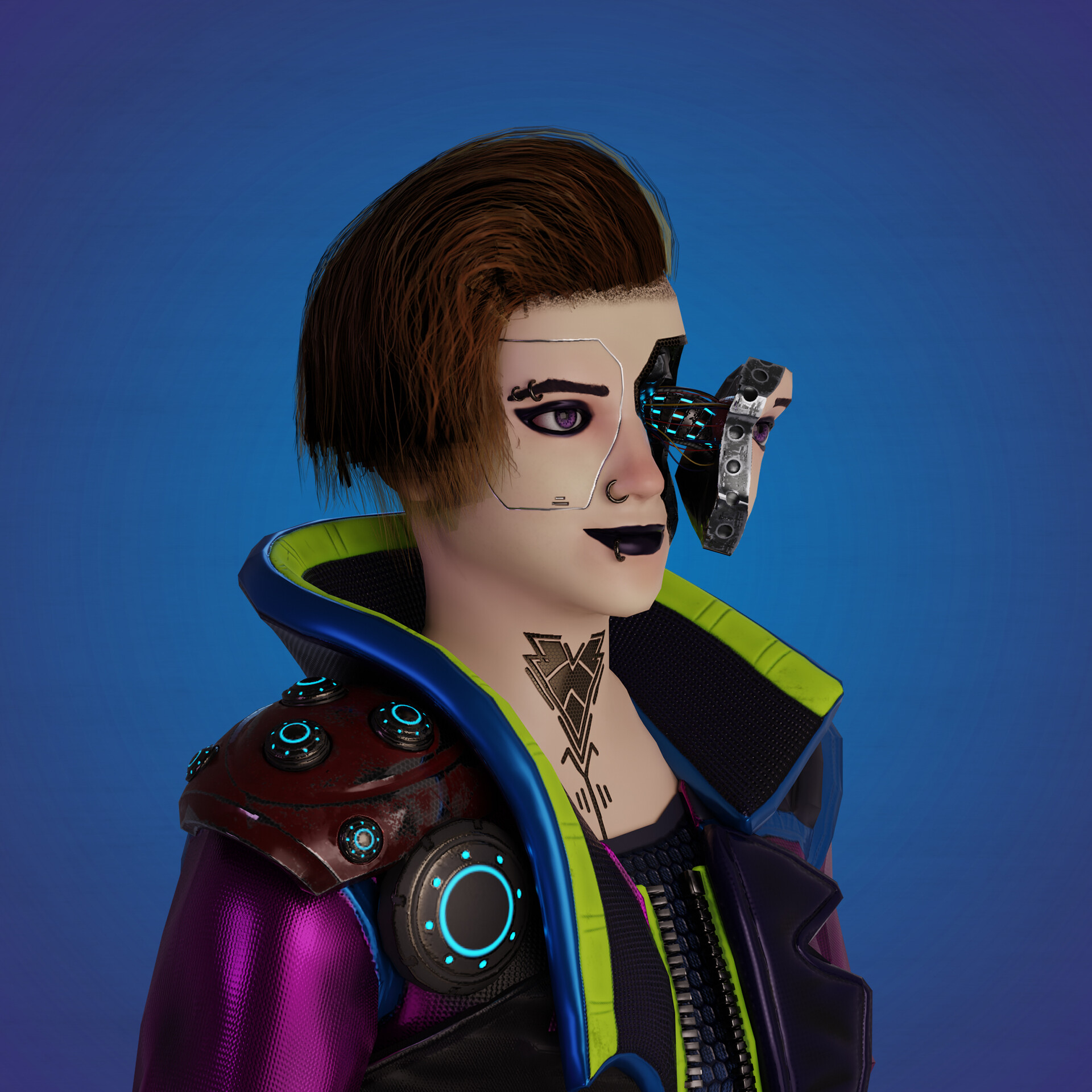 Leon Lee - Zbrush learning : Cyberpunk Girl