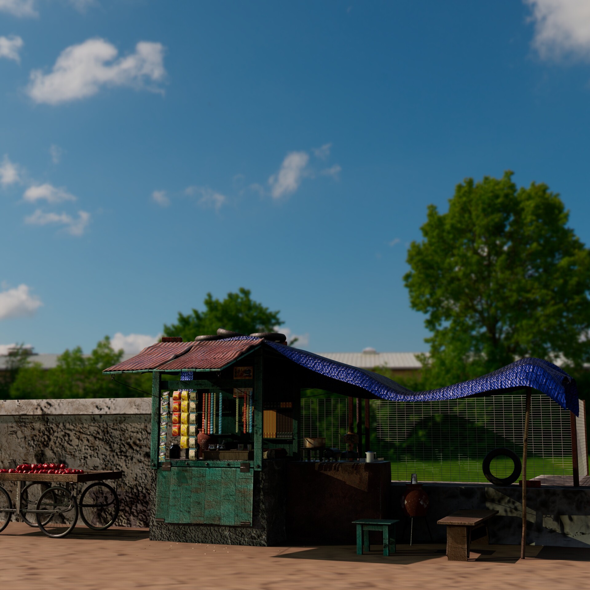 ArtStation - TEA stall | Indian Tea stall | ROAD side tea stall | CHAI ki tapri Environment