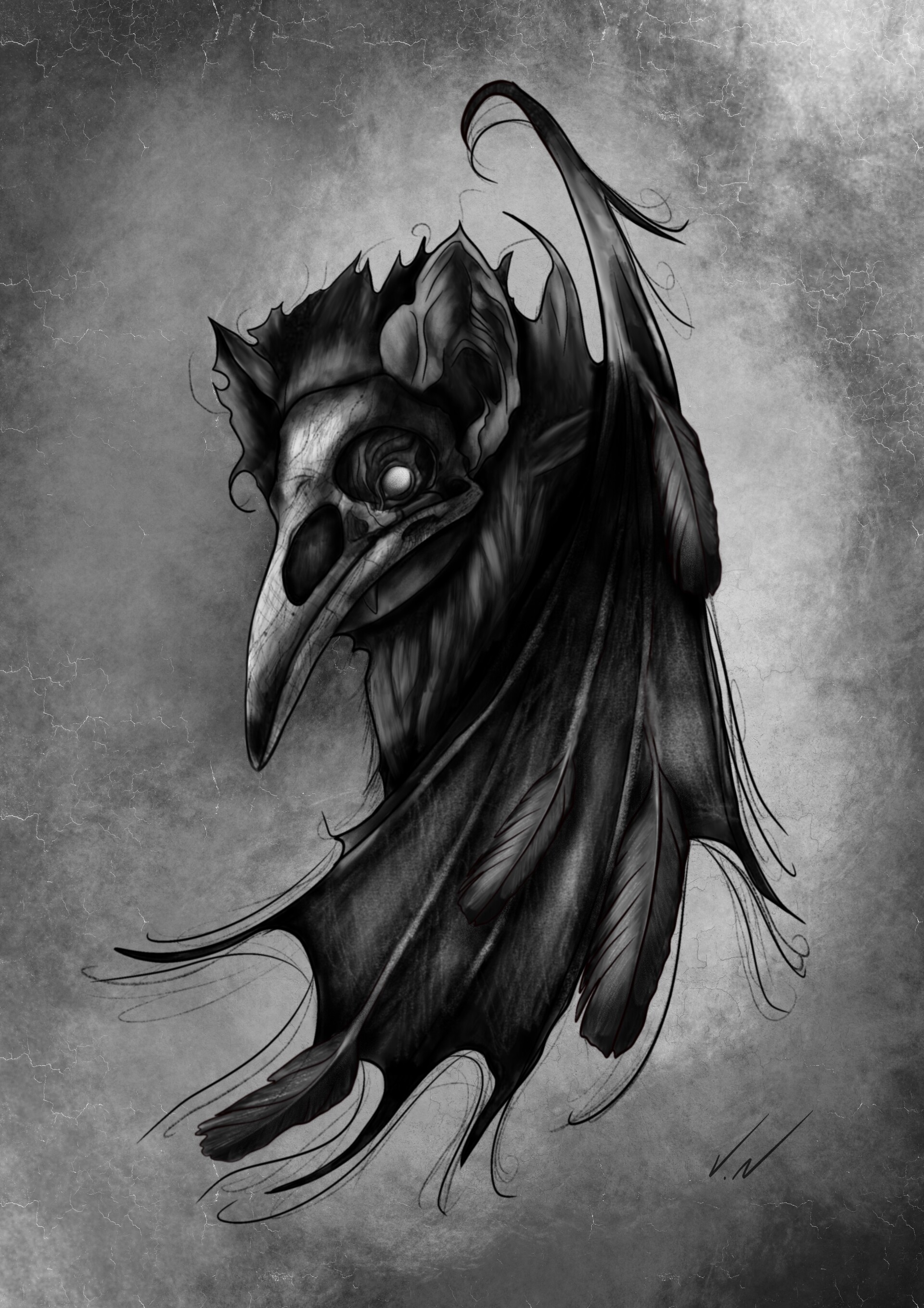 ArtStation - Raven skull bat