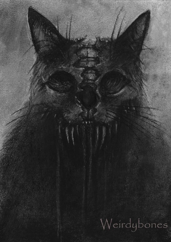 Katie Beardmore - Holding it together - creepy cat art