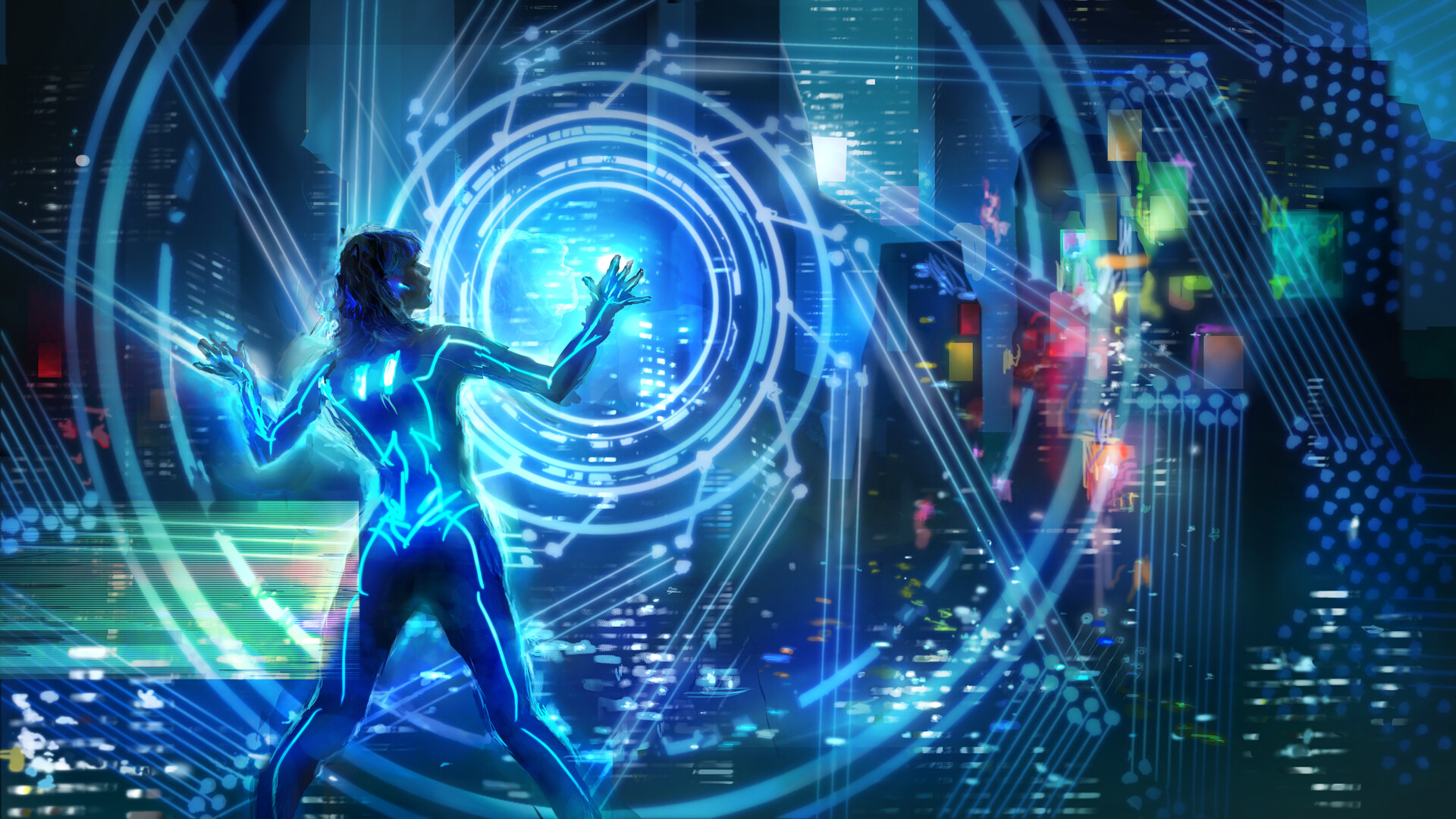 ArtStation - Cyber Hacker - Cyberpunk Hacker Girl