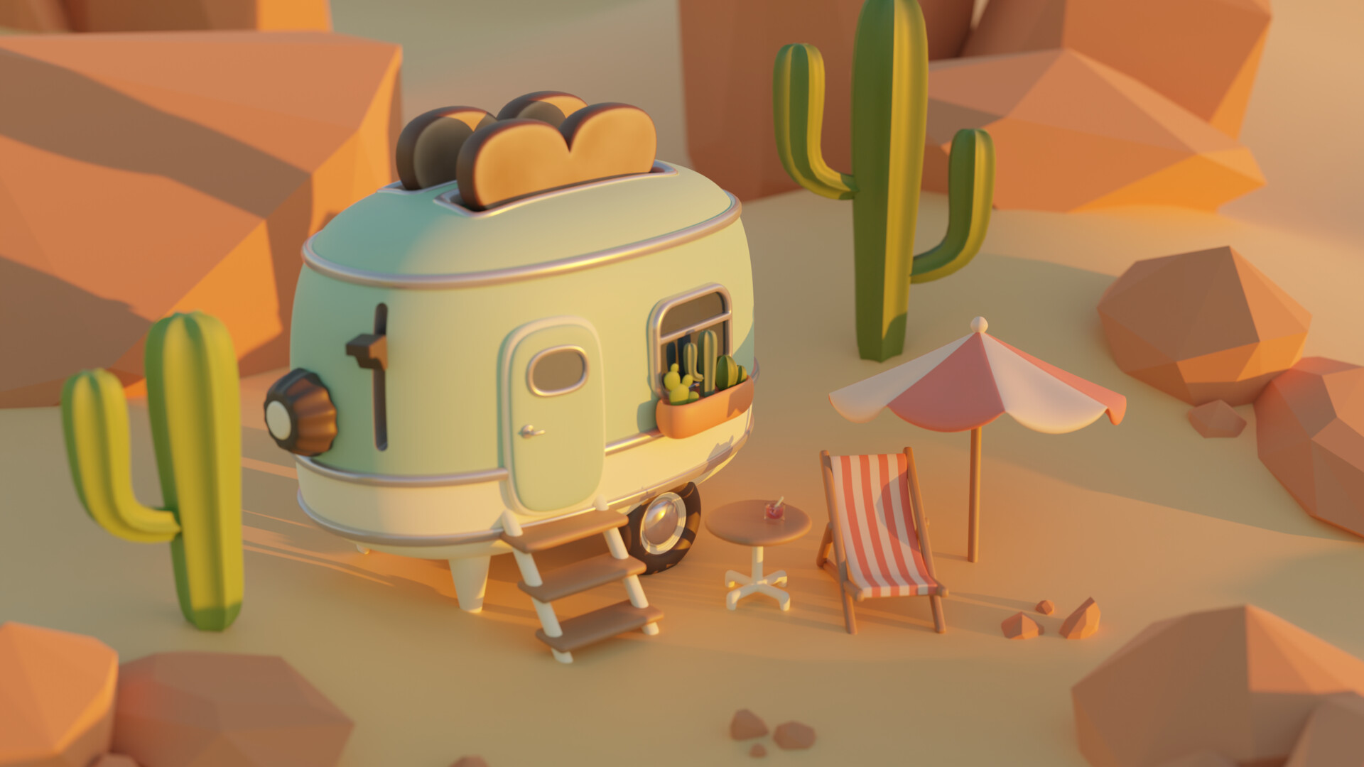 ArtStation - Stylized Toaster Camper